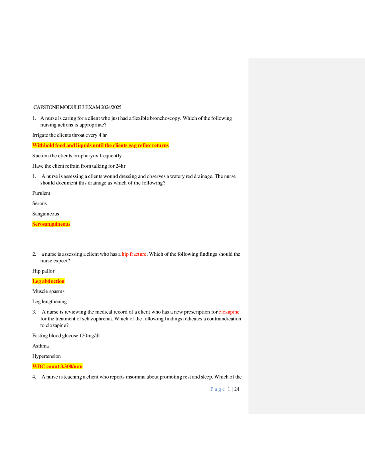 CAPSTONE MODULE 3 EXAM 2024/2025 | Exams Nursing | Docsity