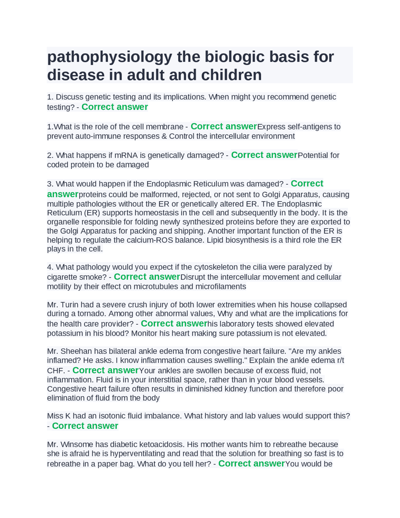 pathophysiology the biologic basis for disease in adult and children ...