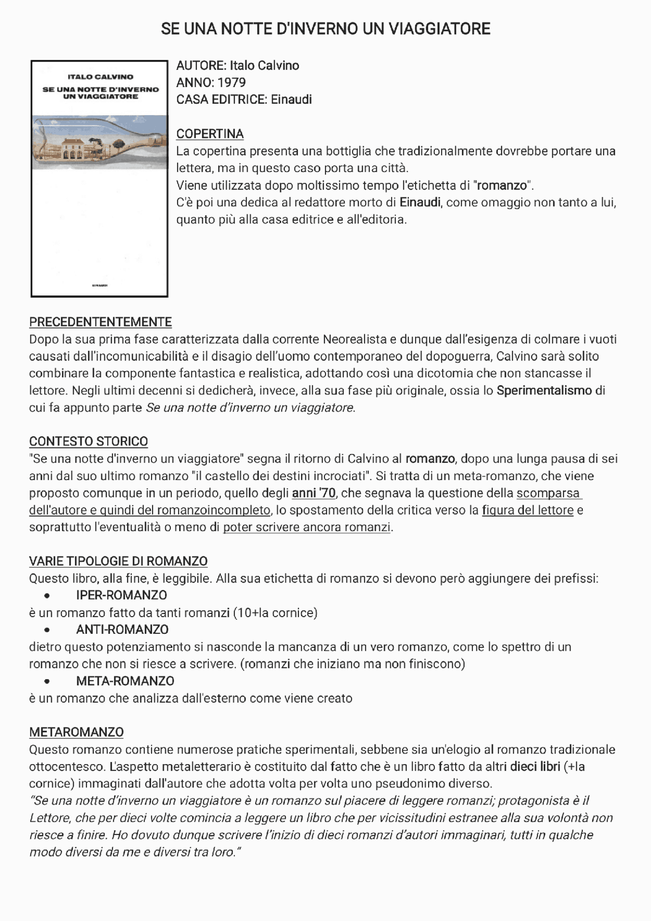 Riassunto e analisi "Se una notte d'inverno un viaggiatore" di Italo ...