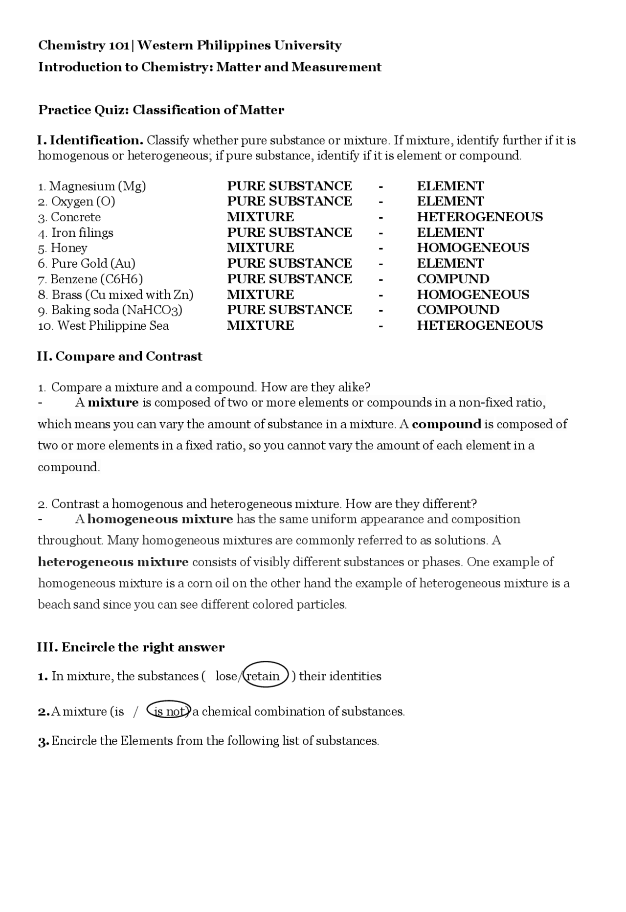 CHEMISTRY 101: Introduction to Chemistry, Matter and Measurement ...