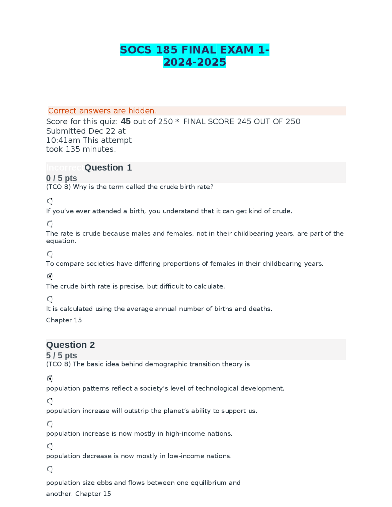 SOCS 185 FINAL EXAM 1-2024-2025.docx | Exams Advanced Education | Docsity