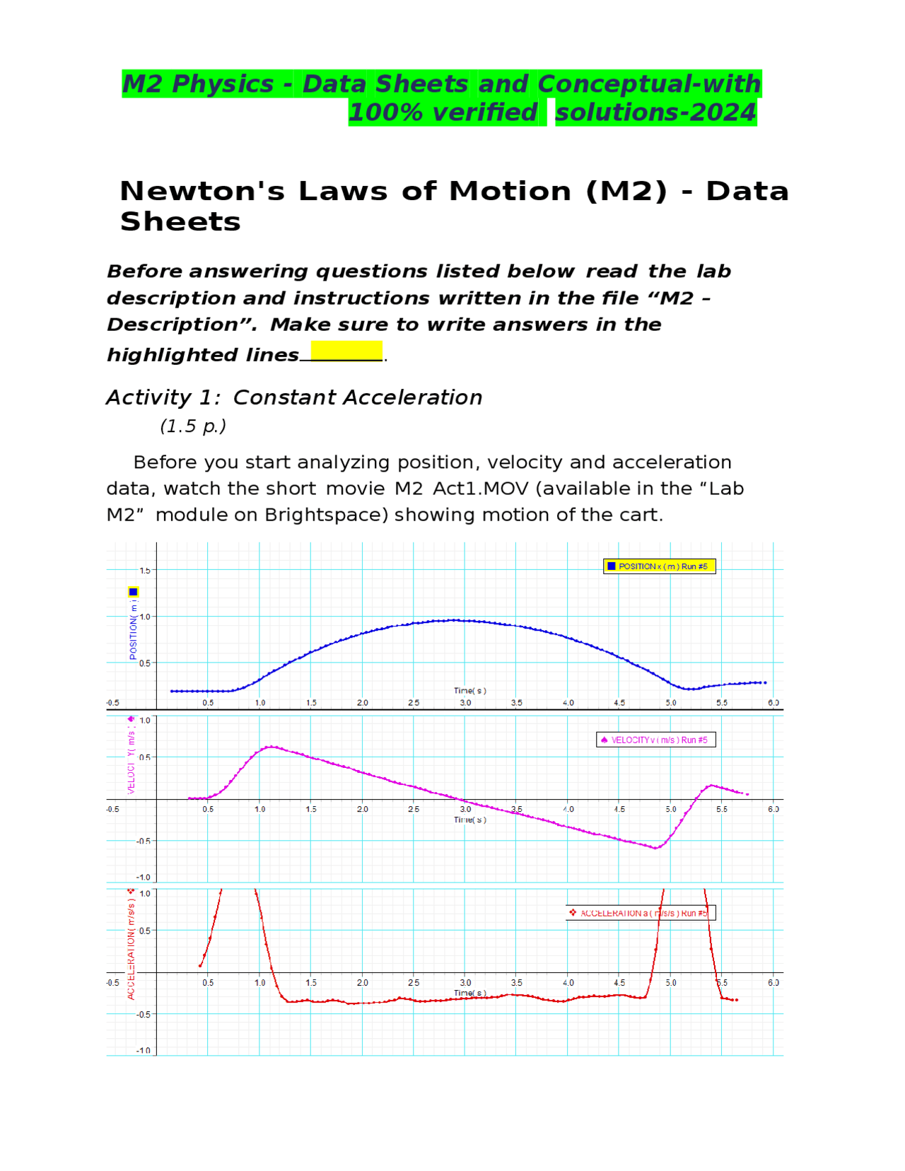 M2 Physics - Data Sheets and Conceptual-with 100% verified solutions-2024.docx | Exams Physics ...