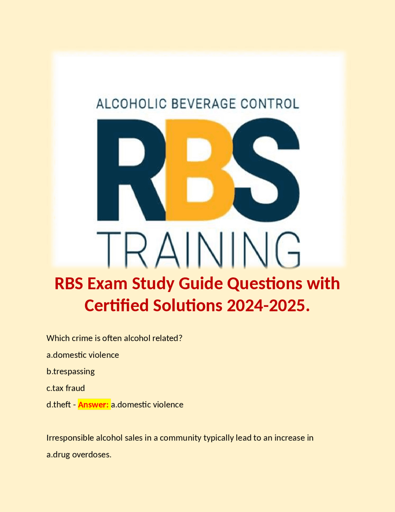 RBS Exam Study Guide Questions with Certified Solutions 2024-2025 ...