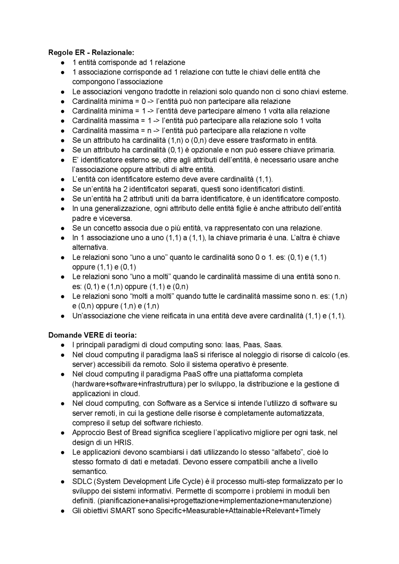 ESEMPI ESERCIZI E DOMANDE ESAME HRIS | Prove d'esame di Database Relazionali | Docsity