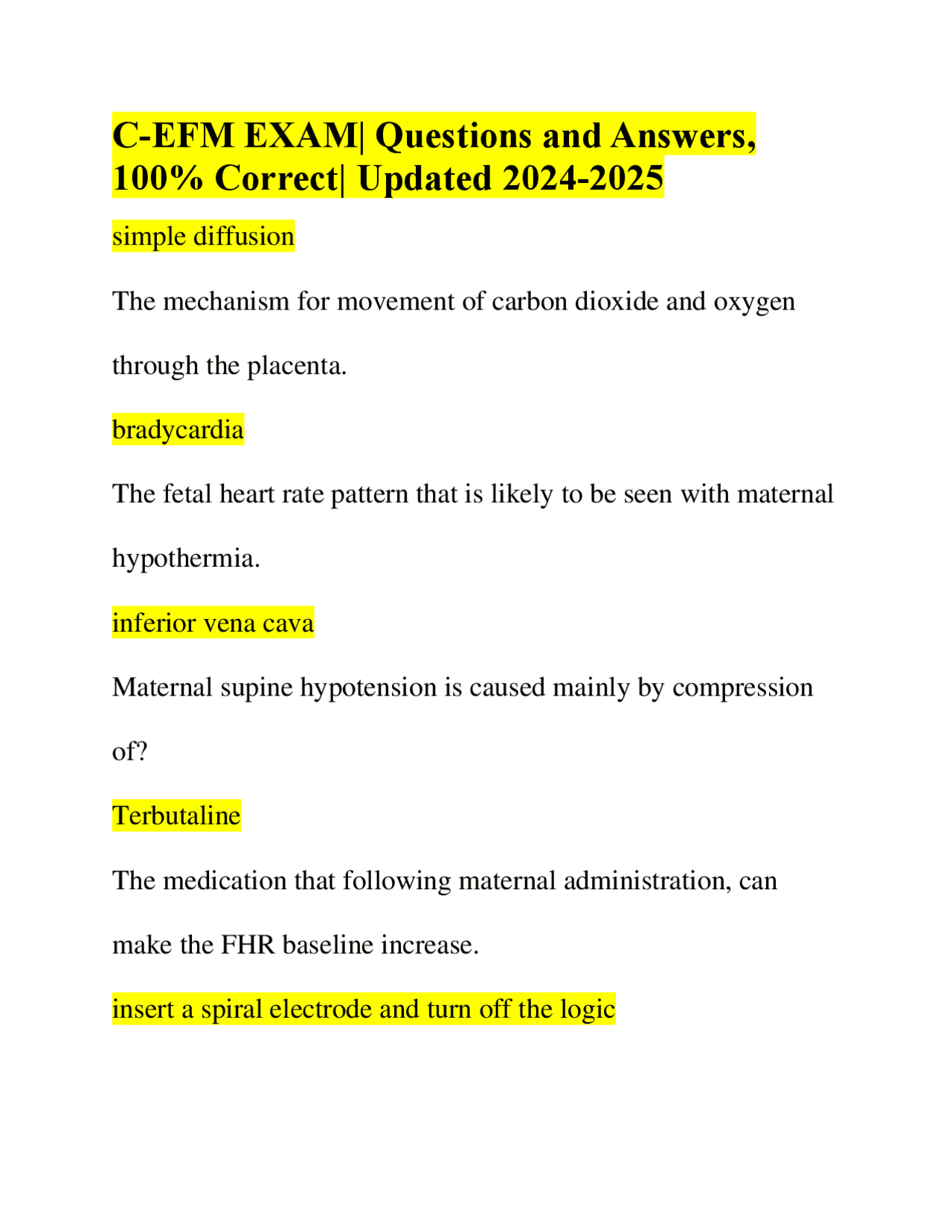 C-EFM EXAM| Questions and Answers, 100% Correct| Updated 2024-2025 ...