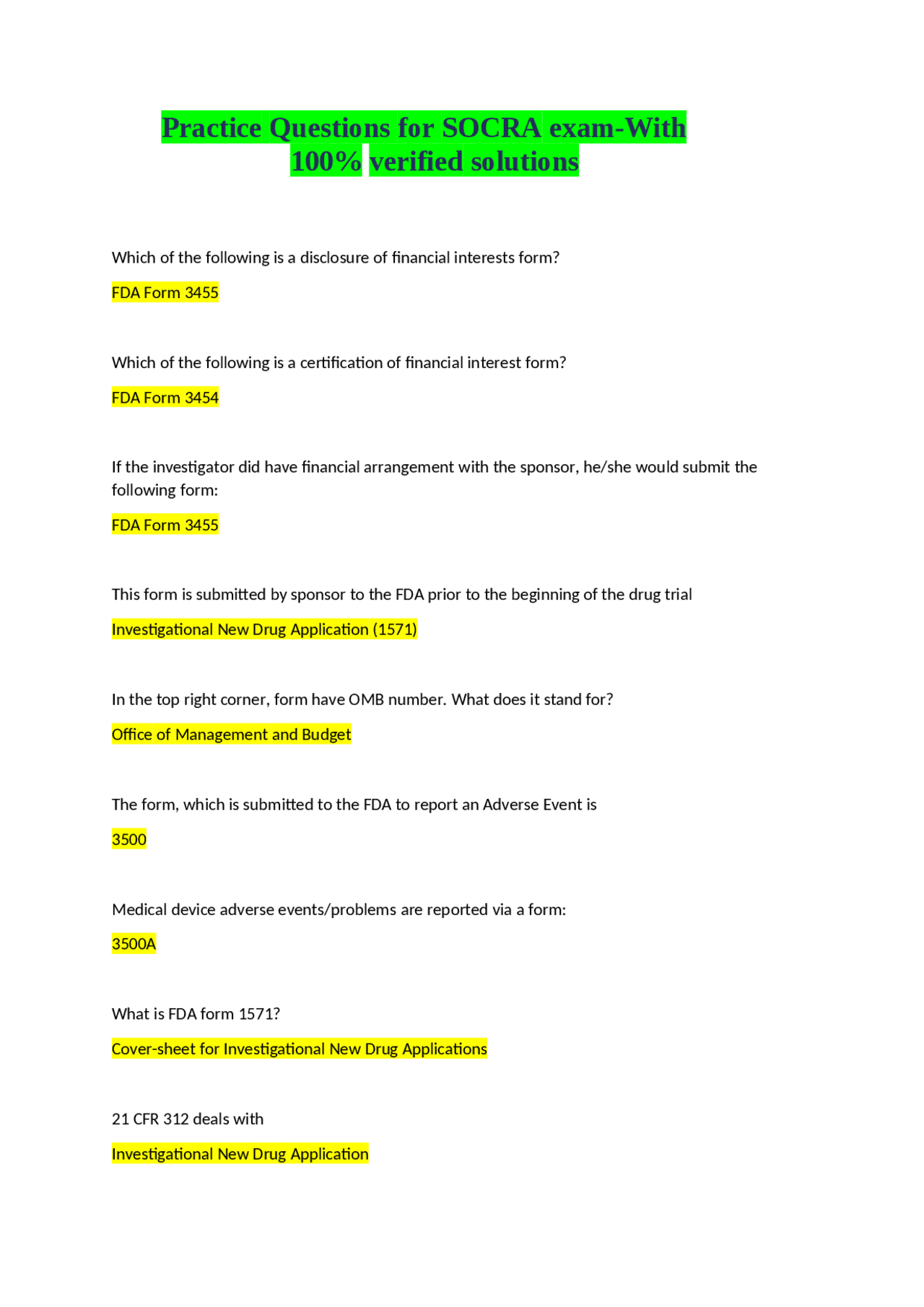 Practice Questions for SOCRA exam-With 100% verified solutions.docx ...