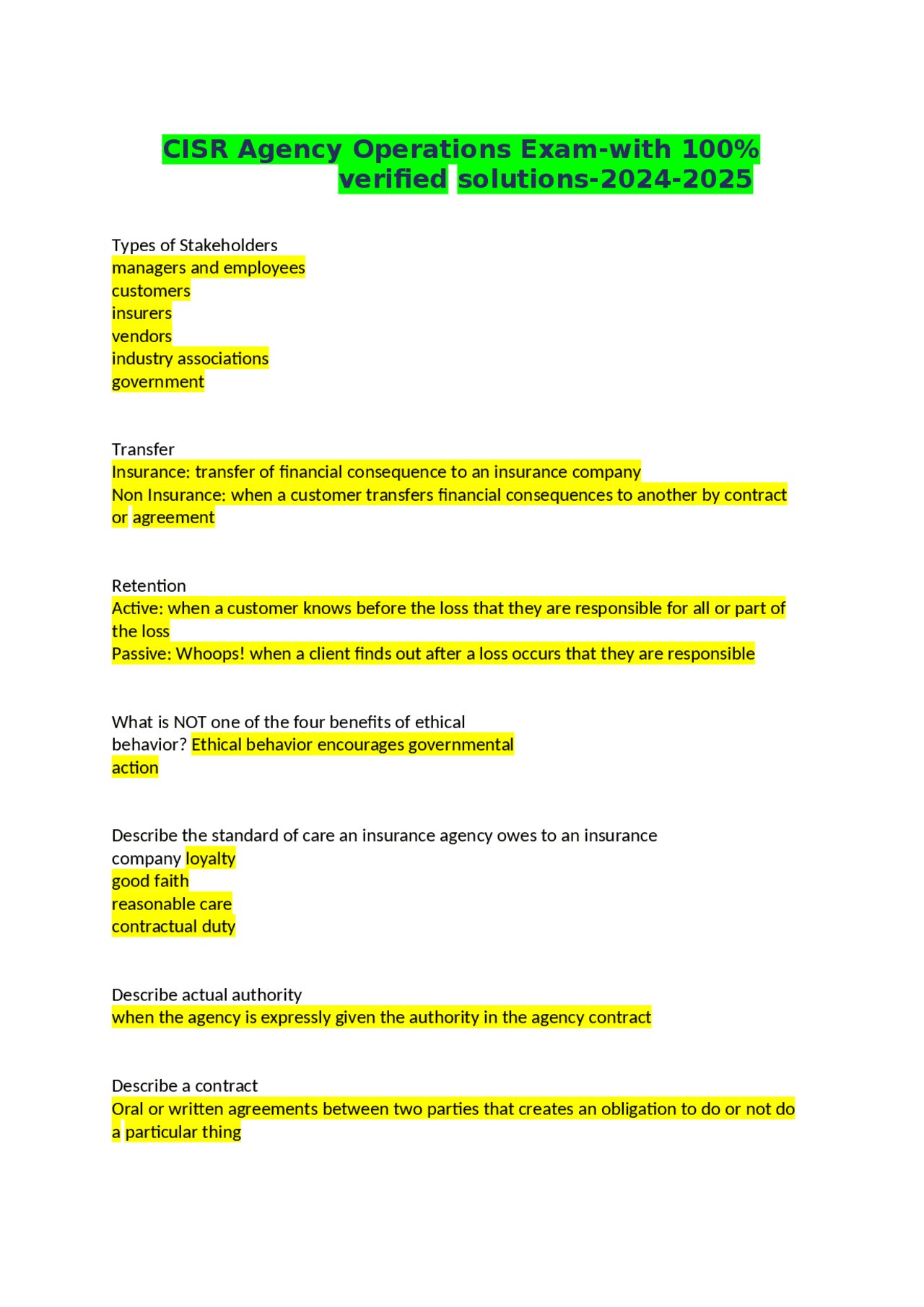 CISR Agency Operations Exam-with 100% verified solutions-2024-2025.docx ...