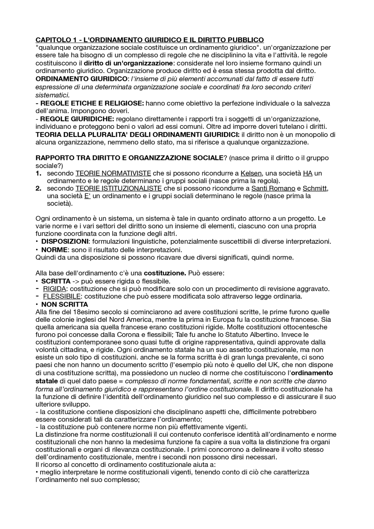 riassunto manuale diritto pubblico | Schemi e mappe concettuali di Diritto Pubblico | Docsity