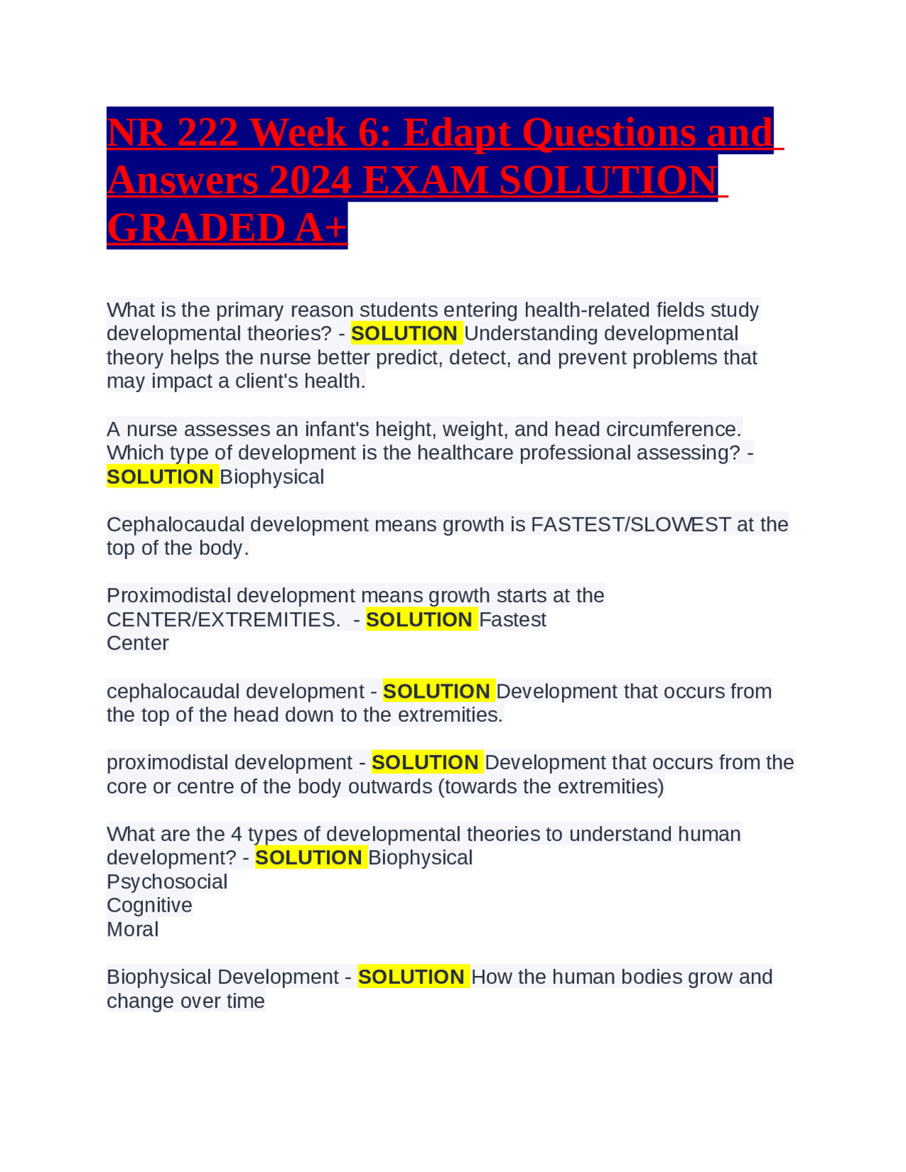 NR 222 Week 6: Edapt Questions and Answers 2024 EXAM SOLUTION GRADED A+ ...