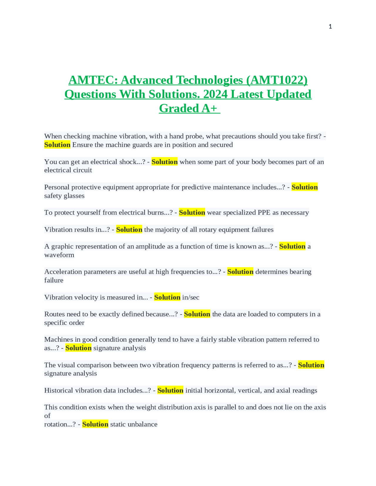 AMTEC: Advanced Technologies (AMT1022) Questions With Solutions. 2024 ...