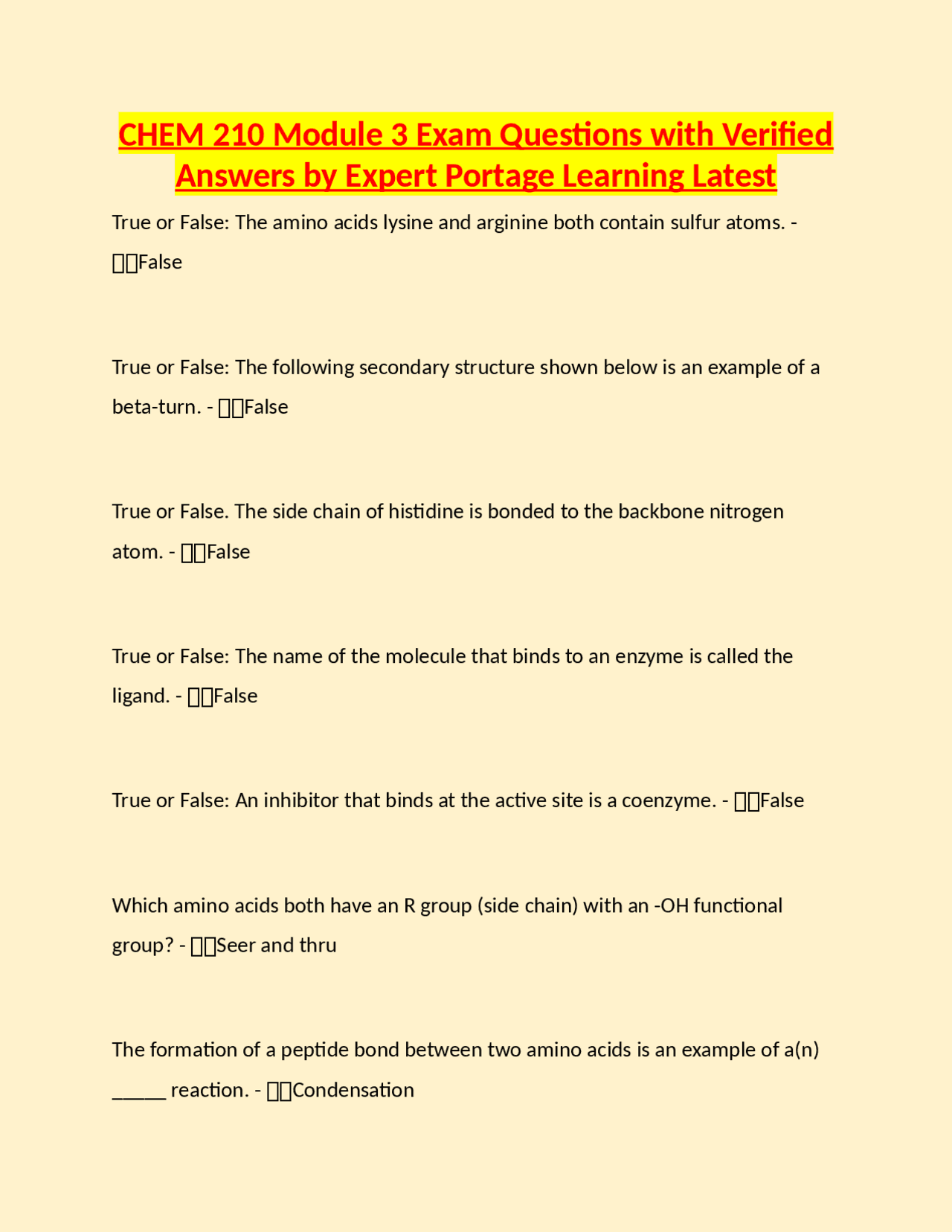 CHEM 210 Module 3 Exam Questions with Verified Answers by Expert ...