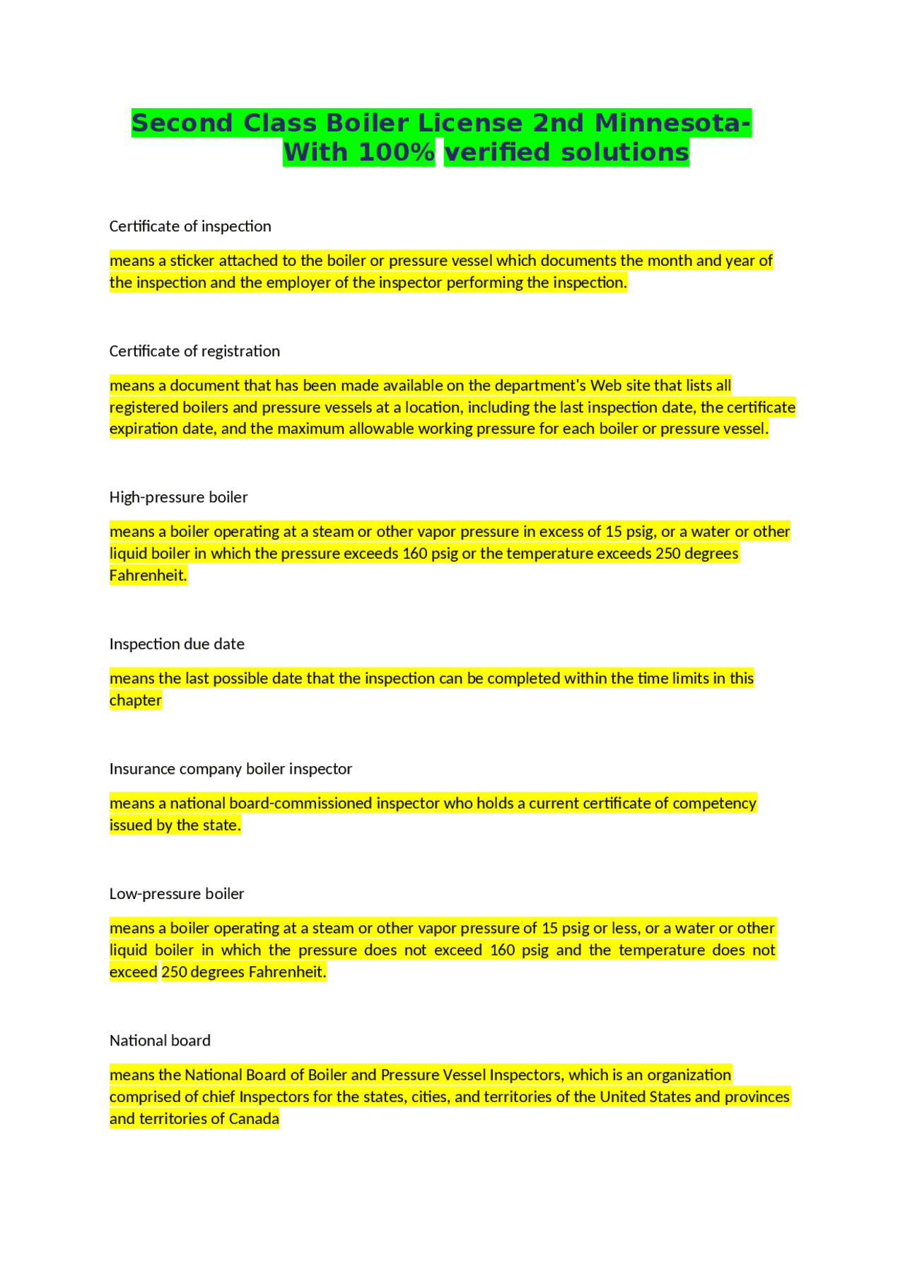 Second Class Boiler License 2nd Minnesota-With 100% verified solutions ...