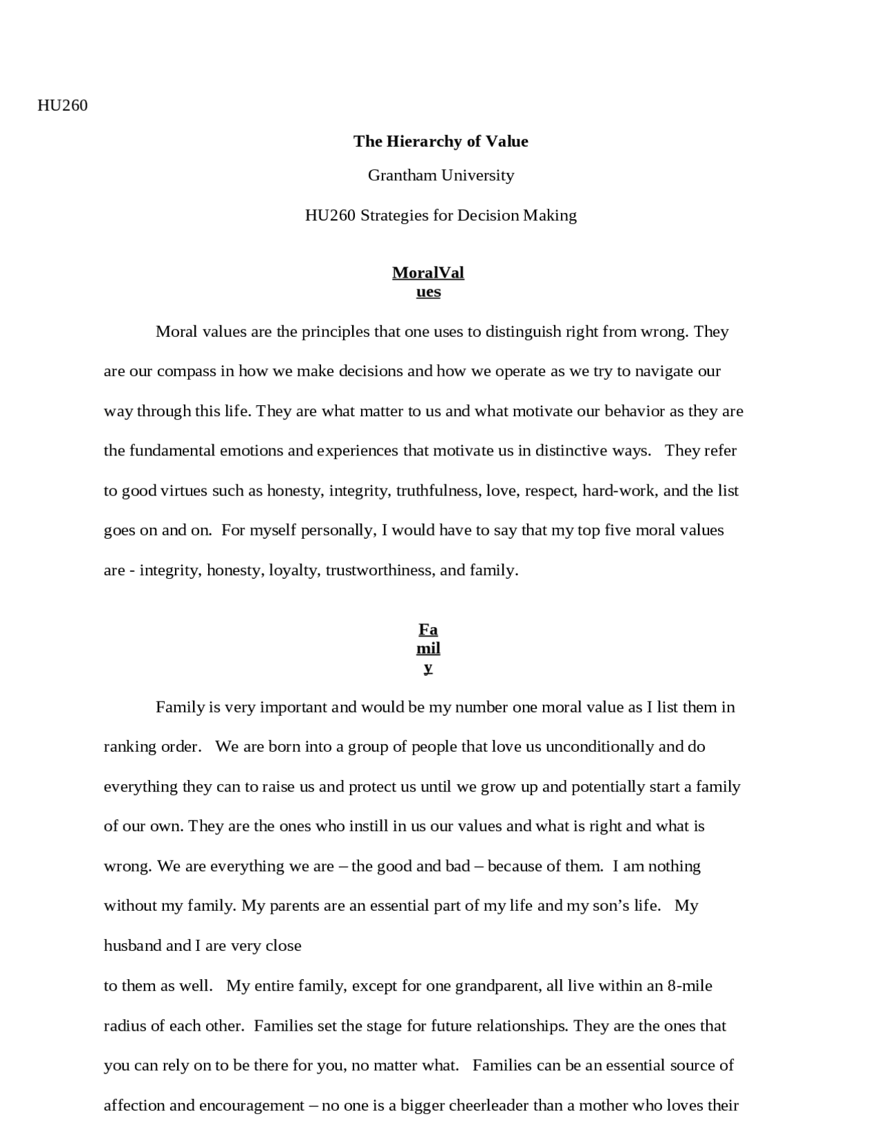HU260 The Hierarchy of Value Grantham University HU260 St | Lecture ...