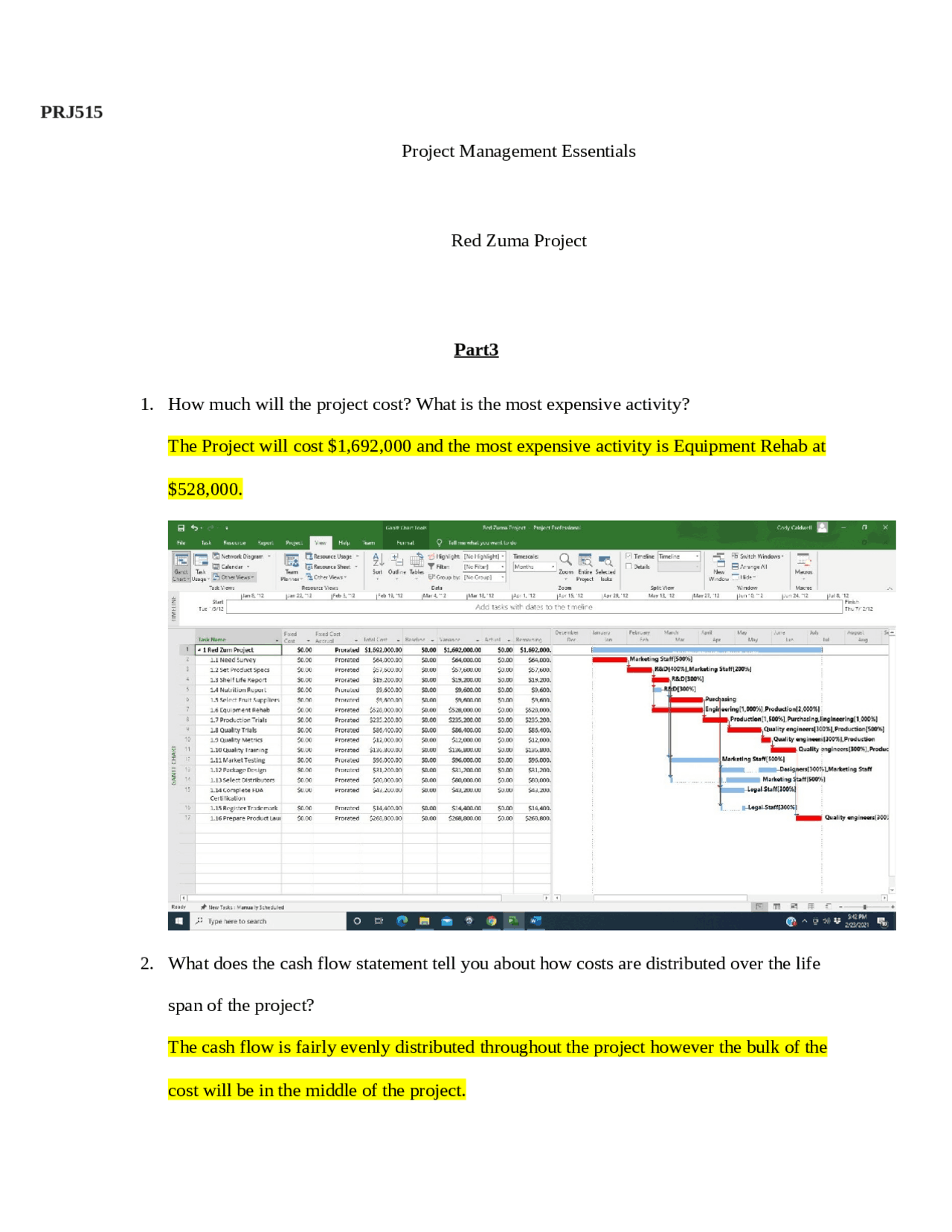 PRJ515 Project Management Essentials Red Zuma Project Par | Lecture ...