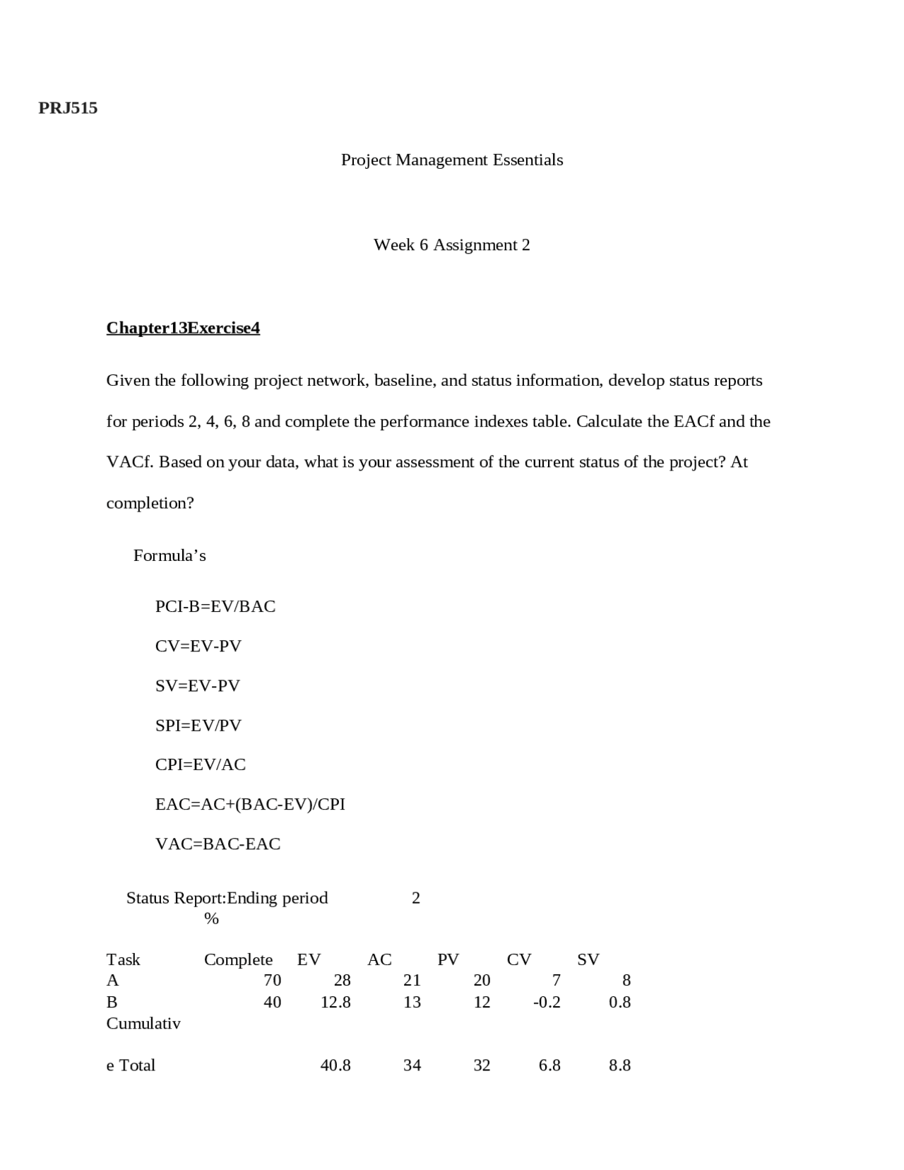 PRJ515 Project Management Essentials Week 6 Assignment 2 | Lecture ...
