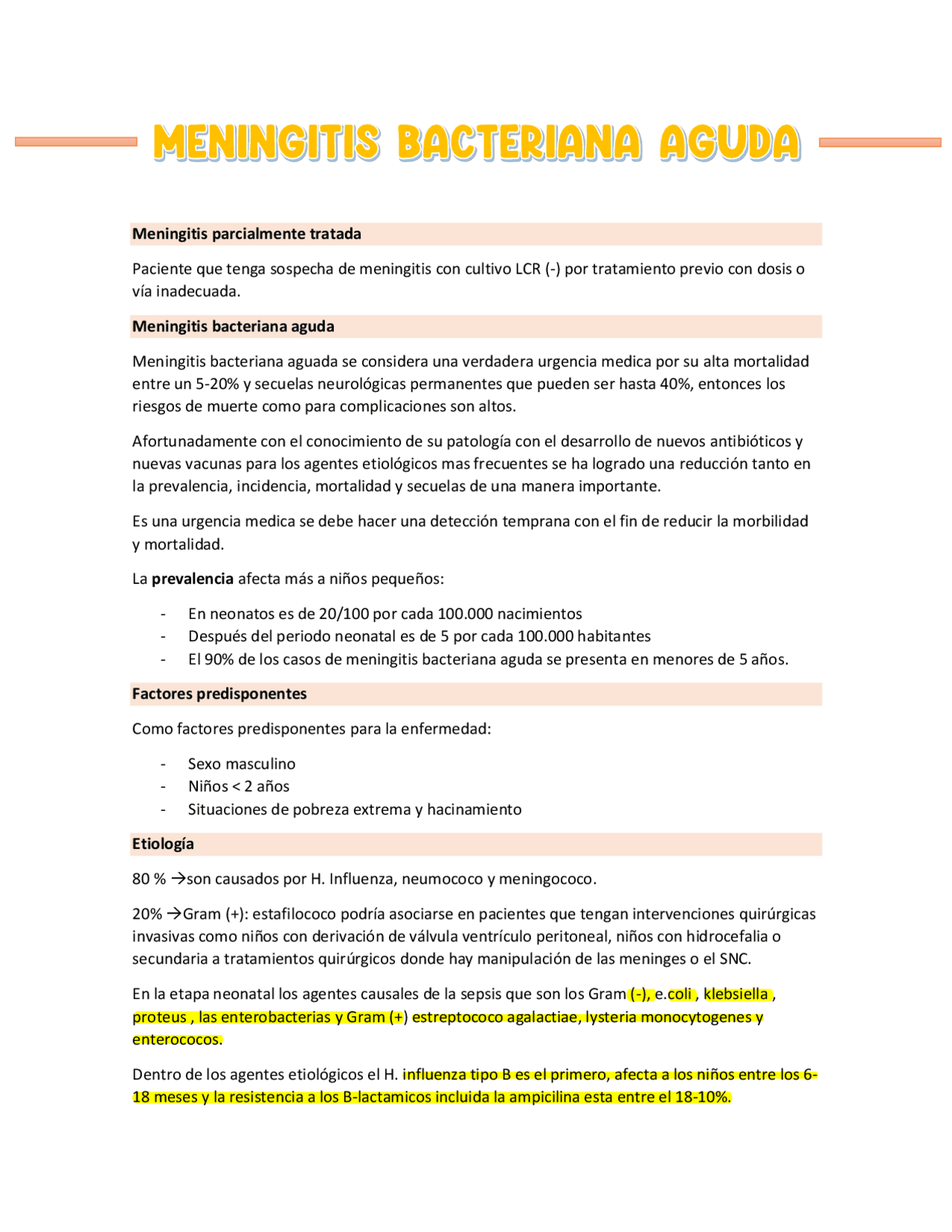 Meningitis bacteriana aguda: diagnóstico, etiología y tratamiento ...