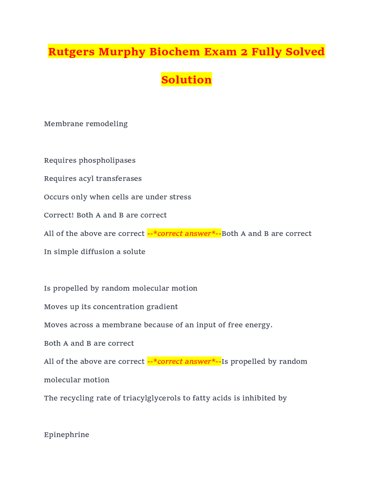 Rutgers Murphy Biochem Exam 2 Fully Solved Solution | Exams Nursing ... Rutgers Murphy Biochem Exam 2 Fully Solved Solution | Exams Nursing ...