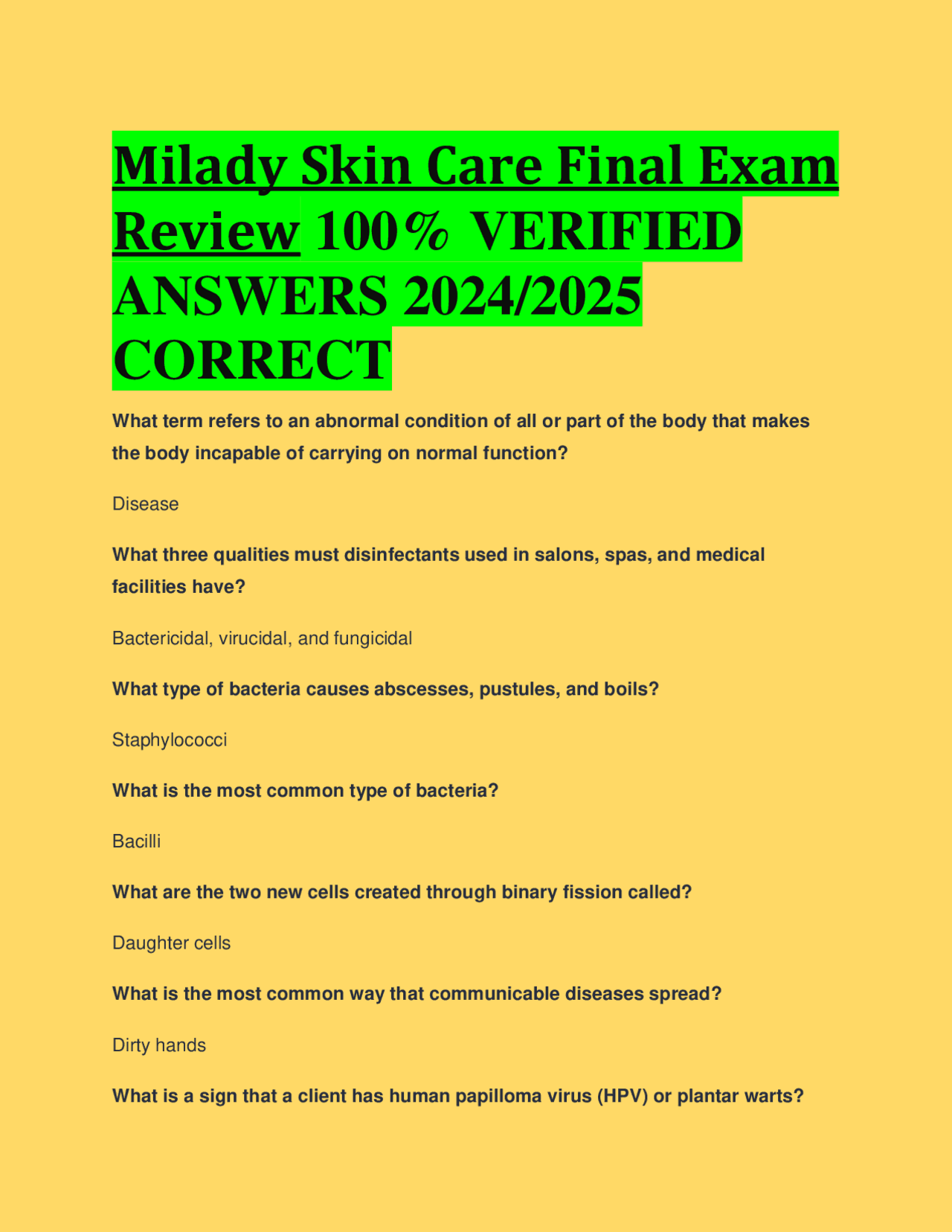 Milady Skin Care Final Exam Review 100% VERIFIED ANSWERS 2024/2025 ...