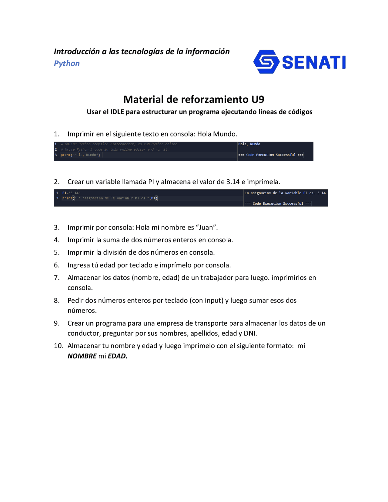 Introducción a las tecnologías de la información Python | Ejercicios de Informática y ...