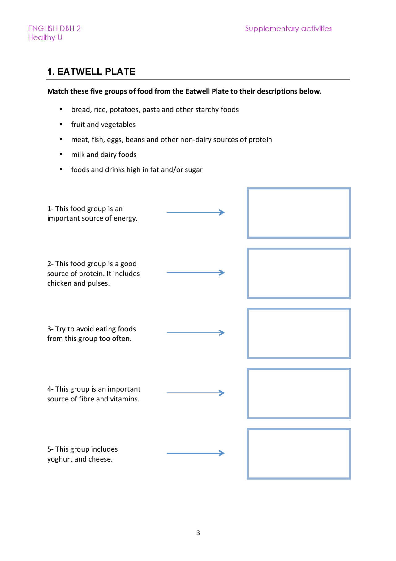 Actividades complementarias | Esquemas y mapas conceptuales de Inglés | Docsity
