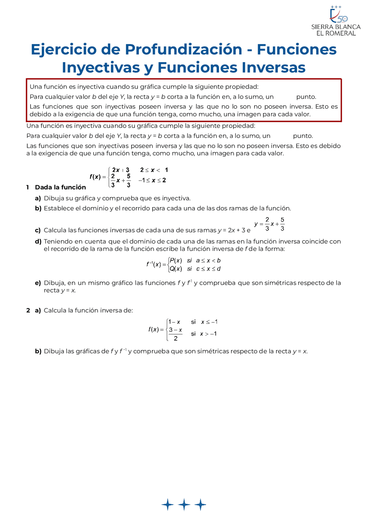 Ejercicio de Profundización en Funciones Inyectivas y Funciones Inversas | Esquemas y mapas ...
