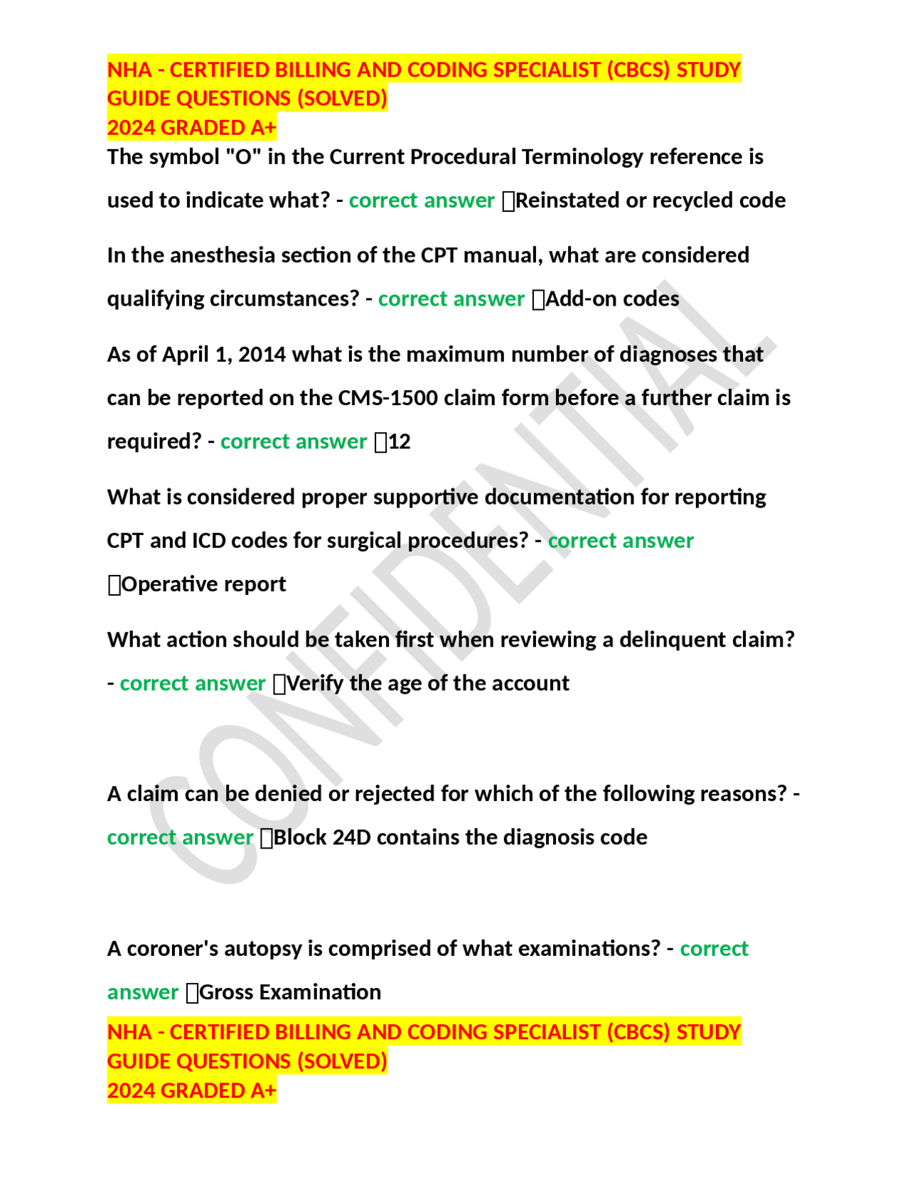 NHA - CERTIFIED BILLING AND CODING SPECIALIST (CBCS) STUDY GUIDE ...