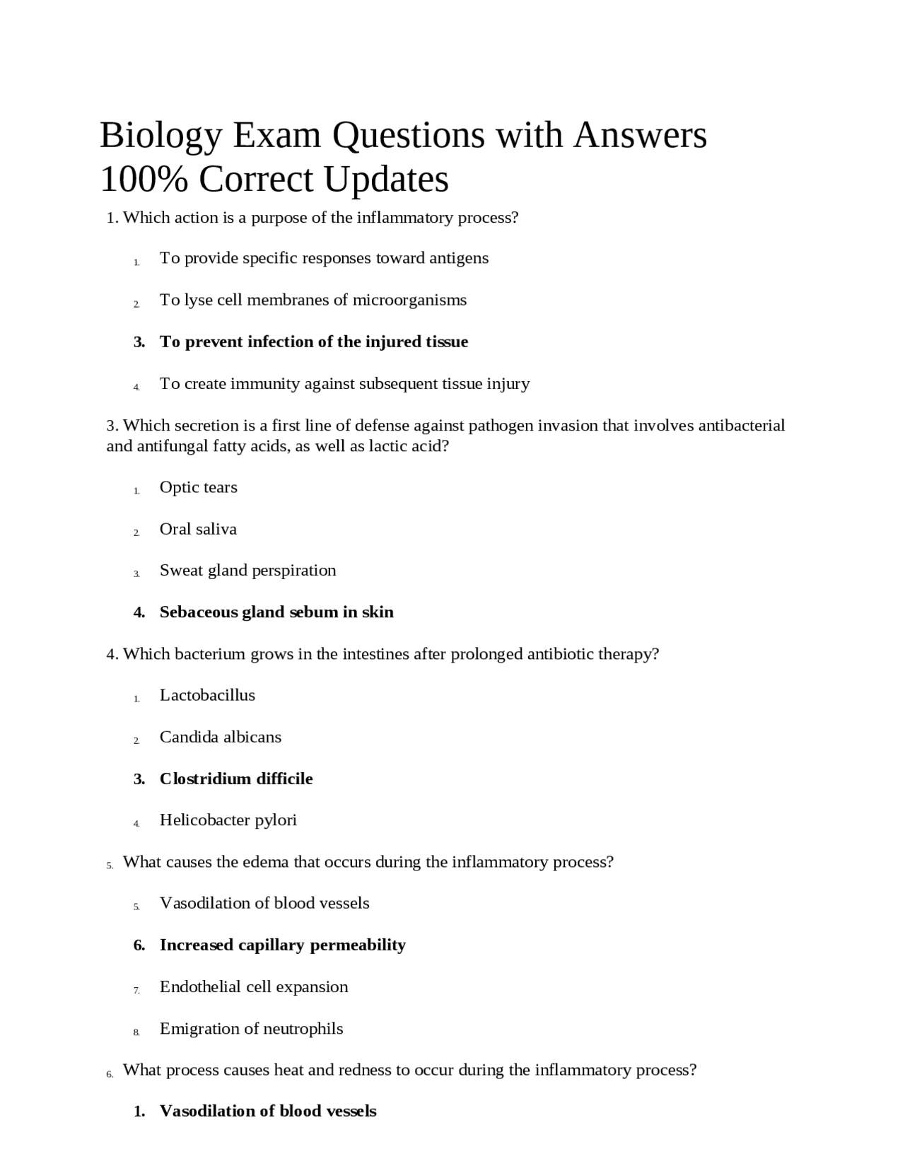Biology Exam Questions with Answers 100% Correct Updates | Exams ...