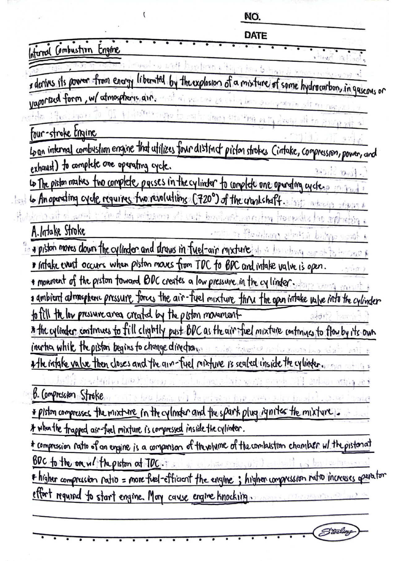 The Internal Combustion Engine | Lecture notes Thermodynamics | Docsity