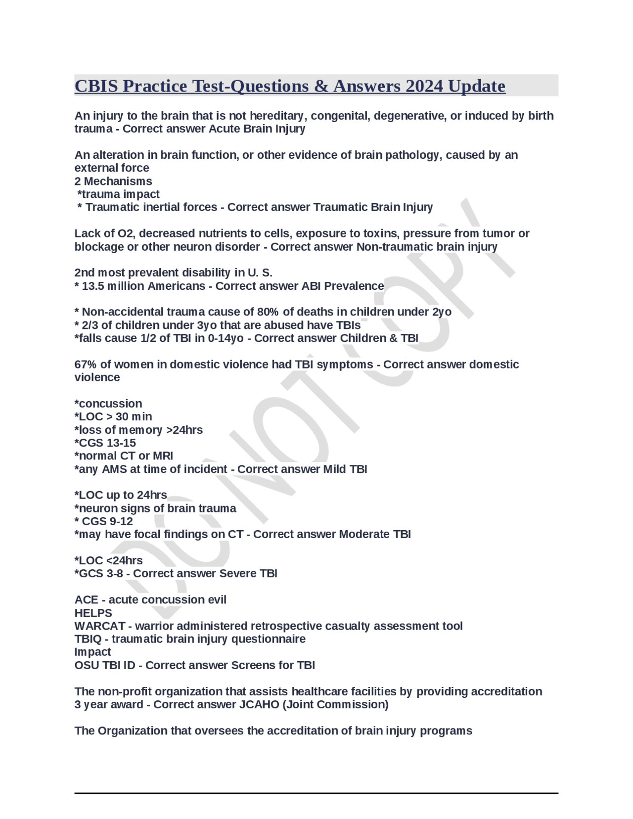 CBIS Practice Test-Questions & Answers 2024 Update | Exams Laboratory ...
