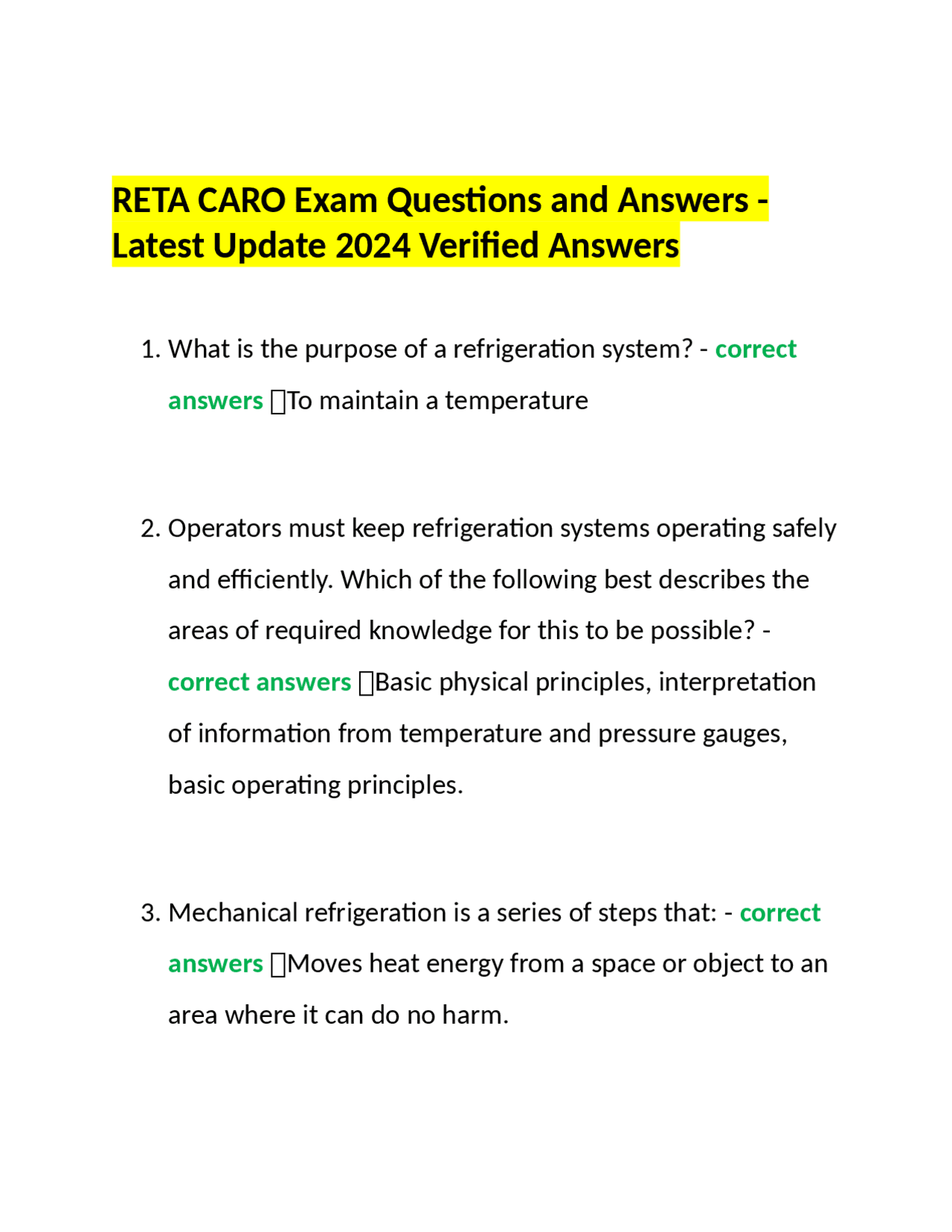 RETA CARO Exam Questions and Answers -Latest Update 2024 Verified ...