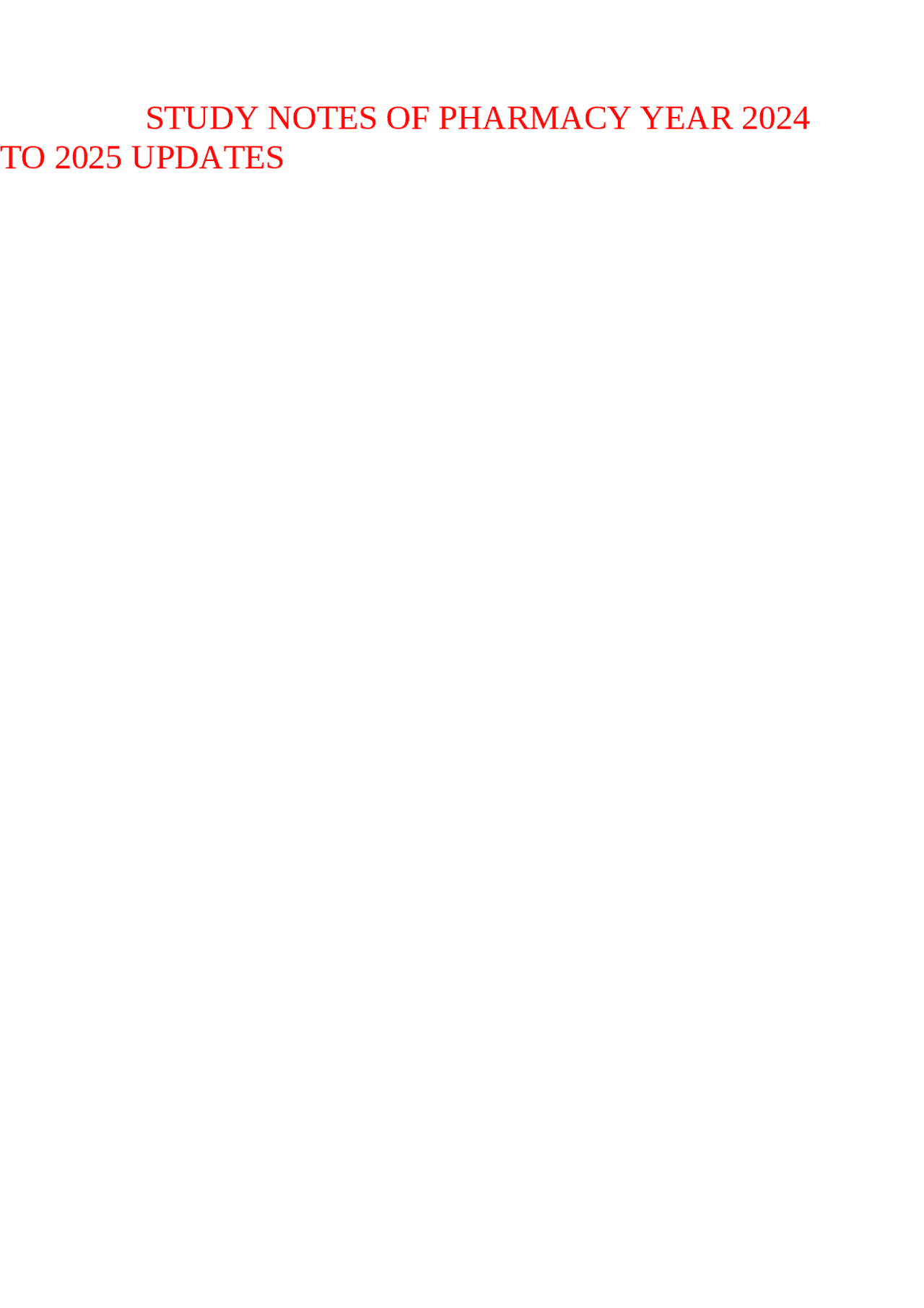 STUDY NOTES OF PHARMACY YEAR 2024 TO 2025 UPDATES | Study notes ...