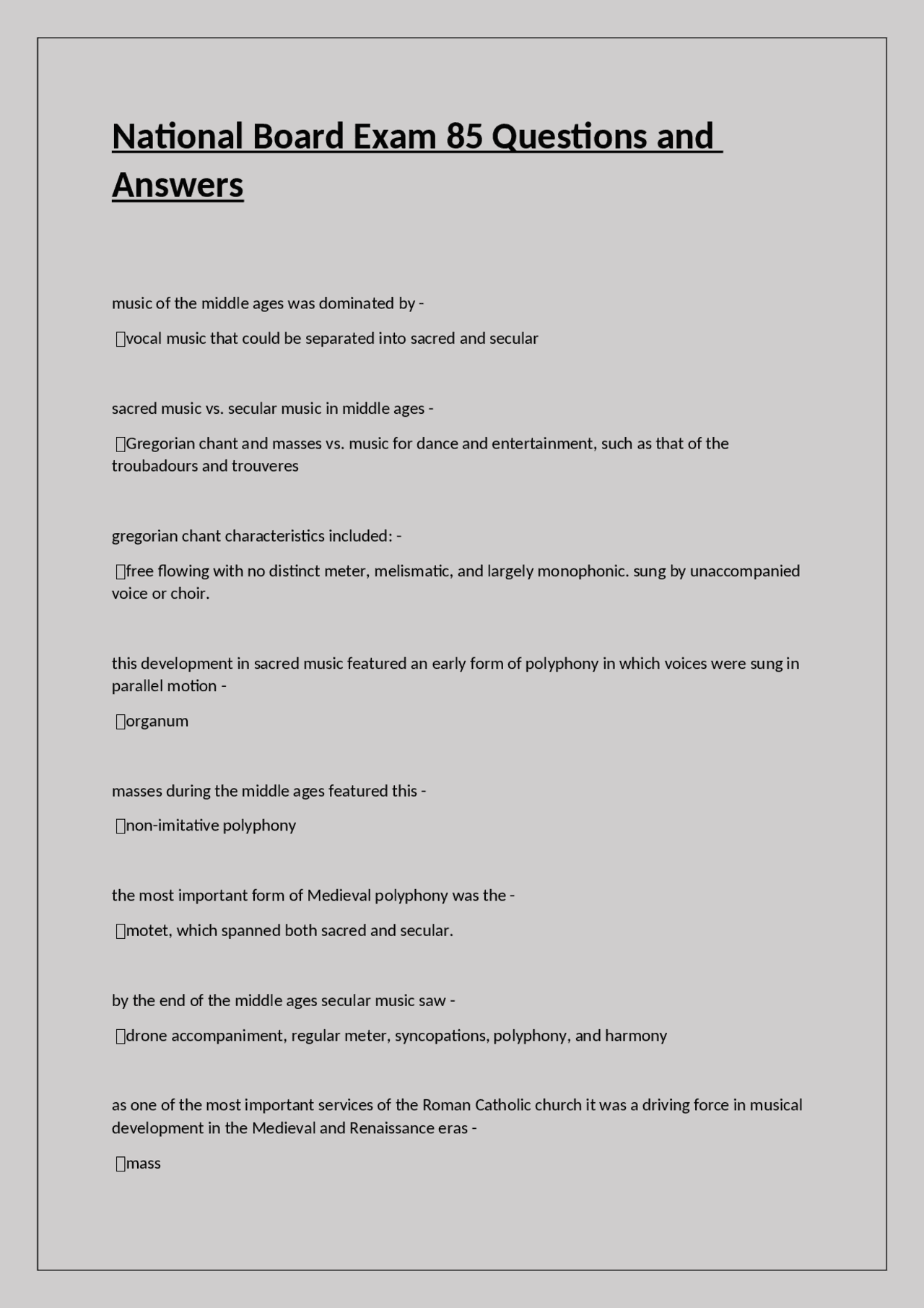 National Board Exam 85 Questions and Answers | Exams Nursing | Docsity