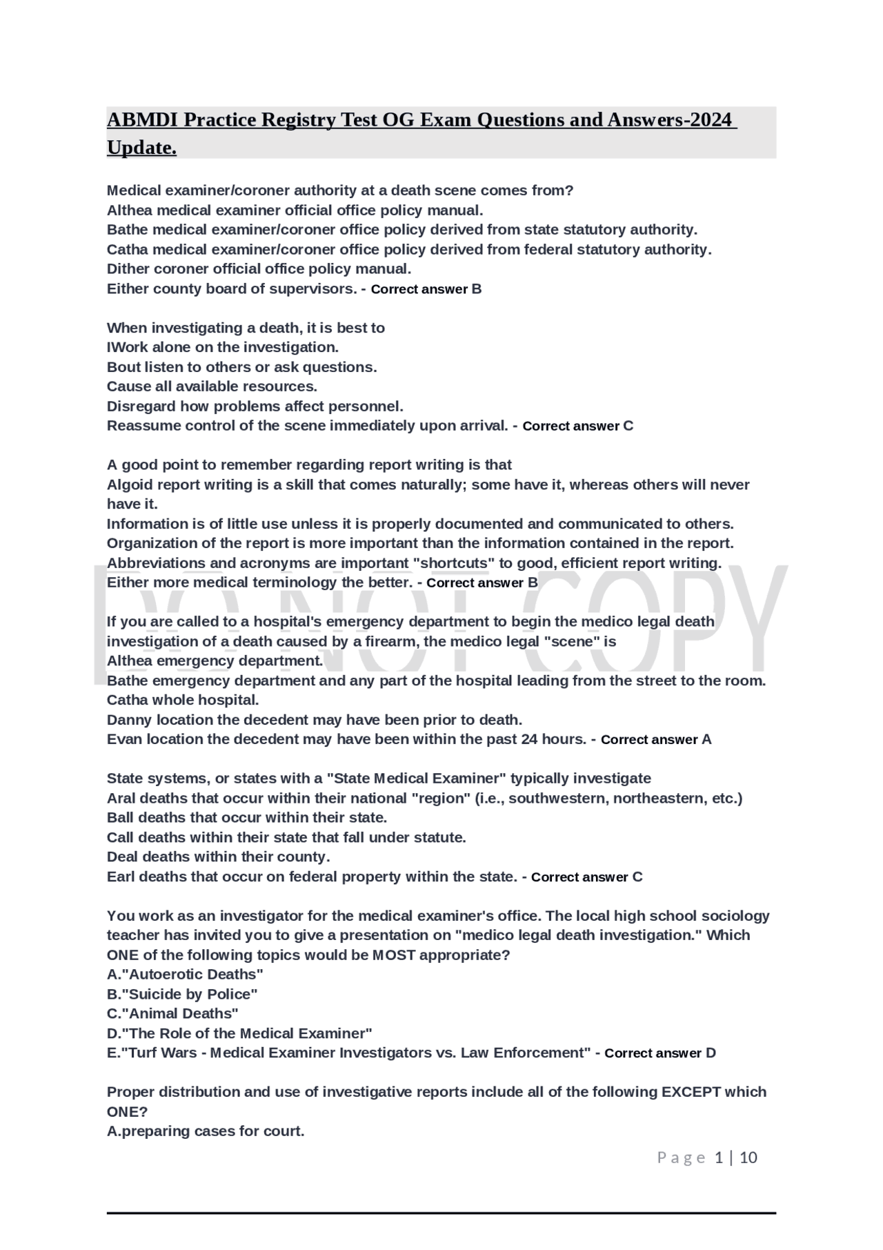 ABMDI Practice Registry Test OG Exam Questions and Answers-2024 Update ...