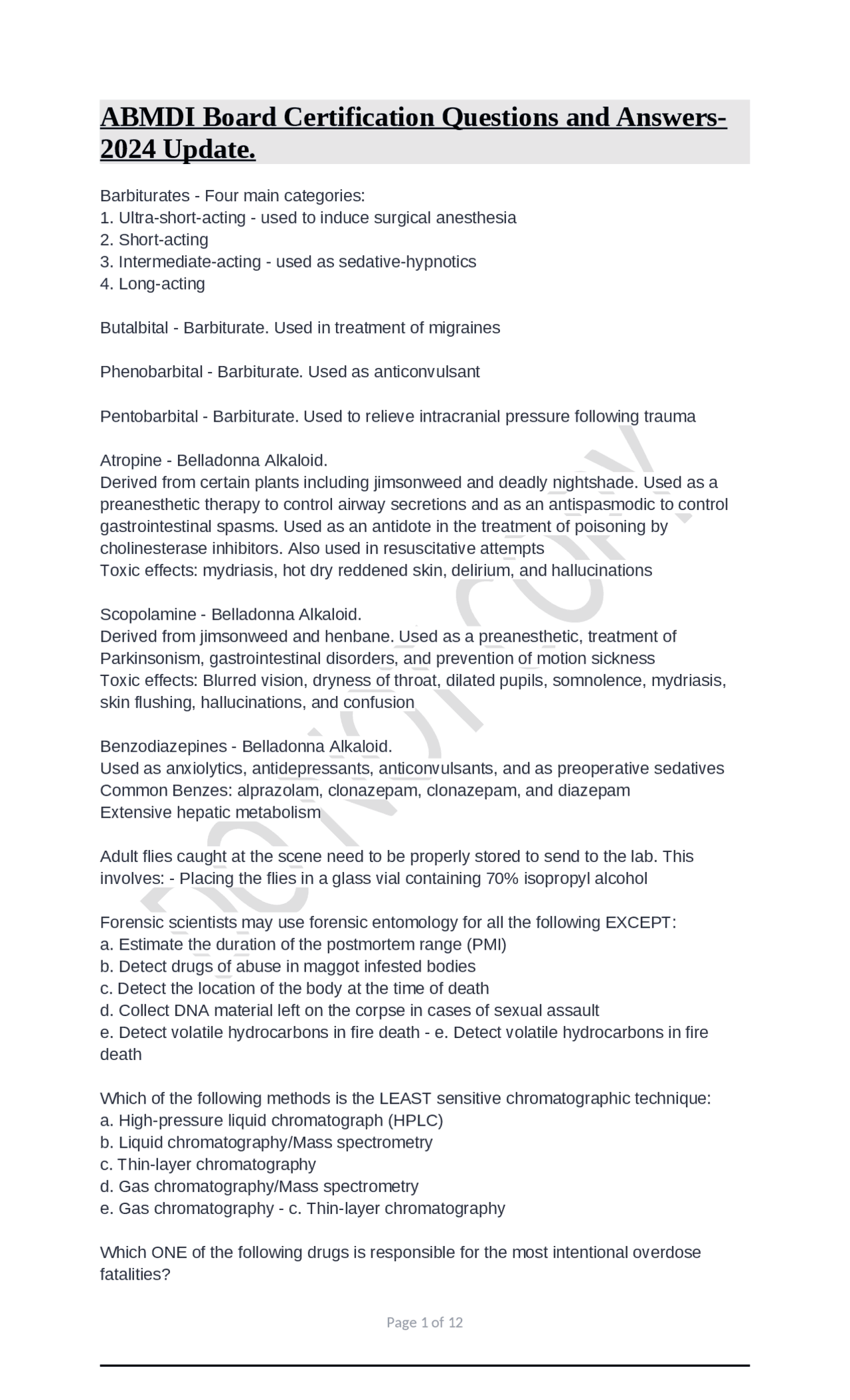 ABMDI Board Certification Questions and Answers-2024 Update. | Exams ...