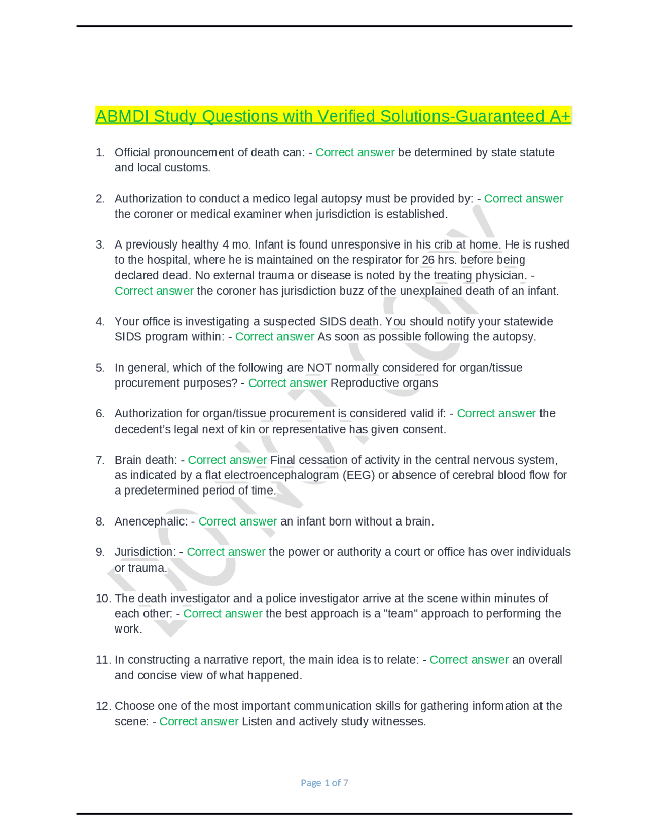 ABMDI Study Questions with Verified Solutions-Guaranteed A+ | Exams ...