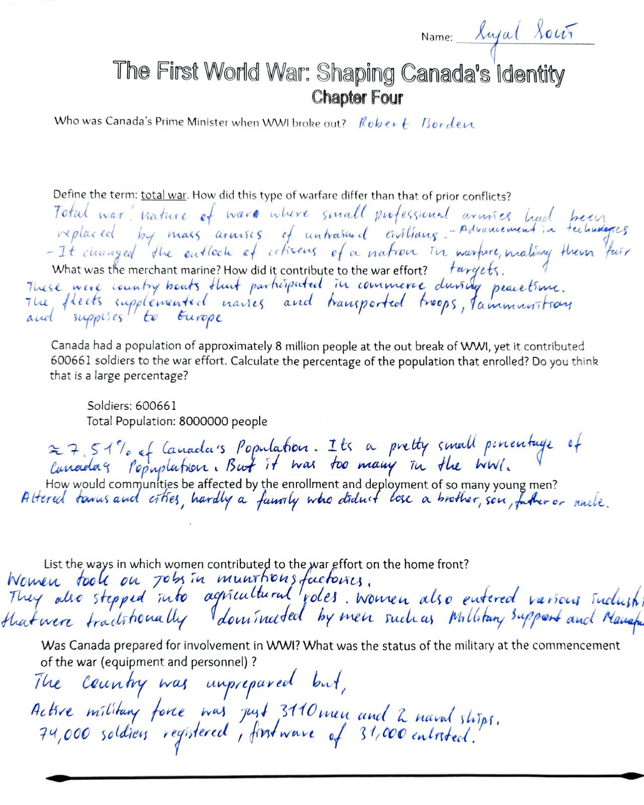 World War I. Participation of Canada | Cheat Sheet History | Docsity