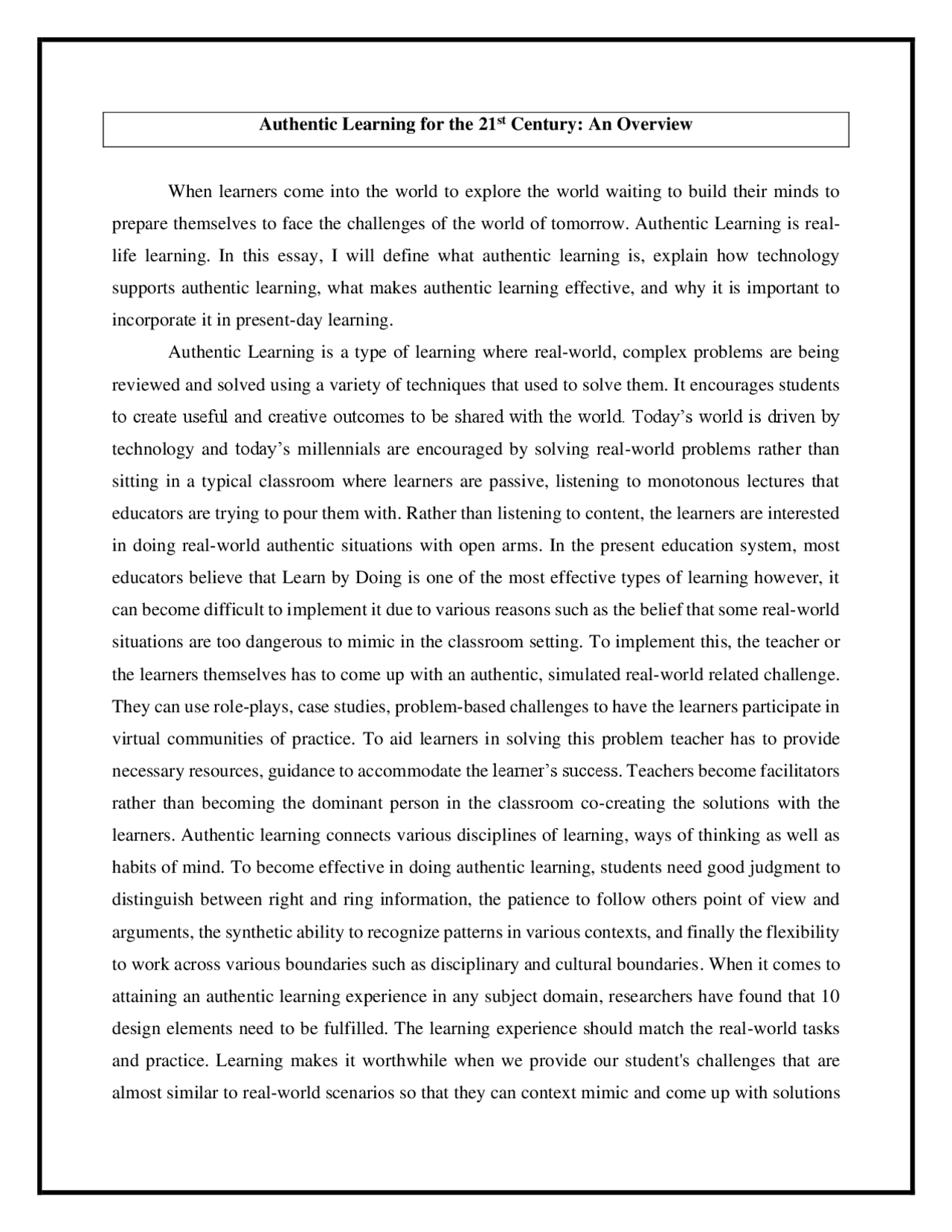 Authentic Learning for the 21st Century-An Overview | High school final ...