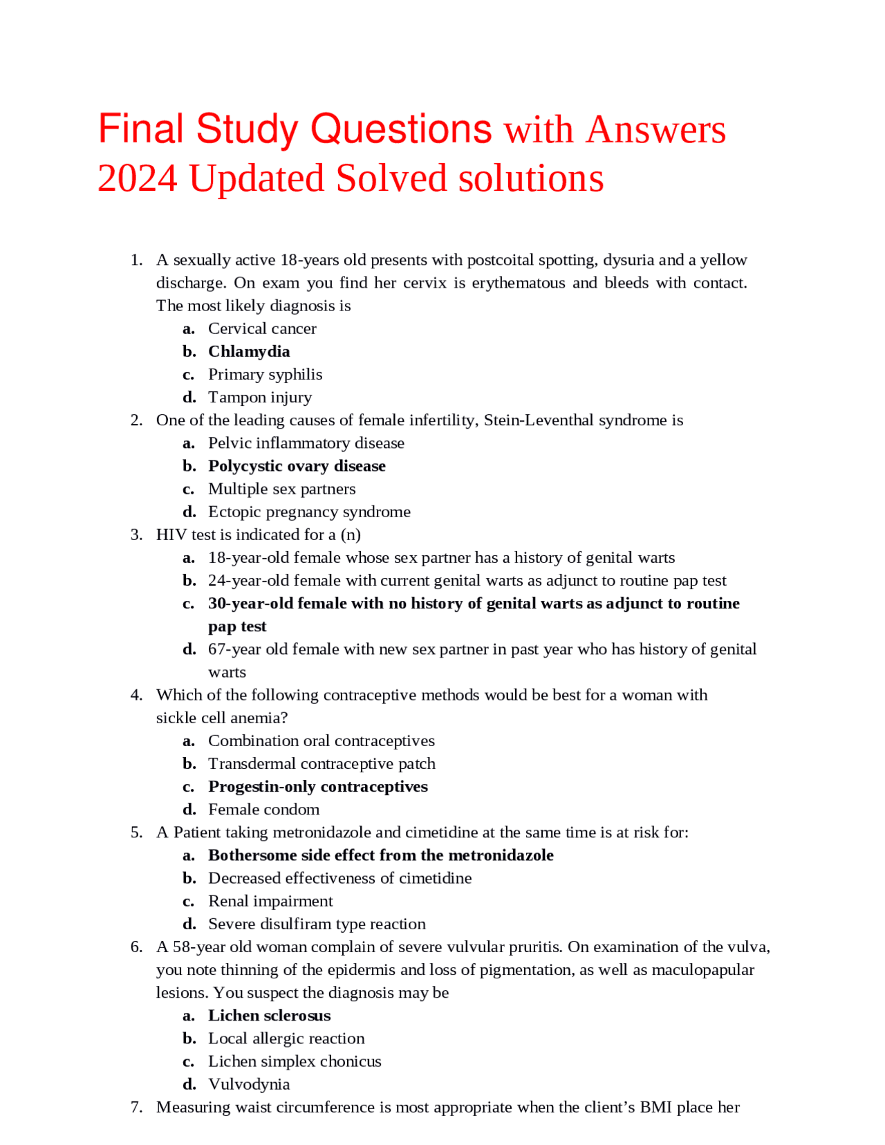 Final Study Questions with Answers 2024 Updated Solved solutions ...