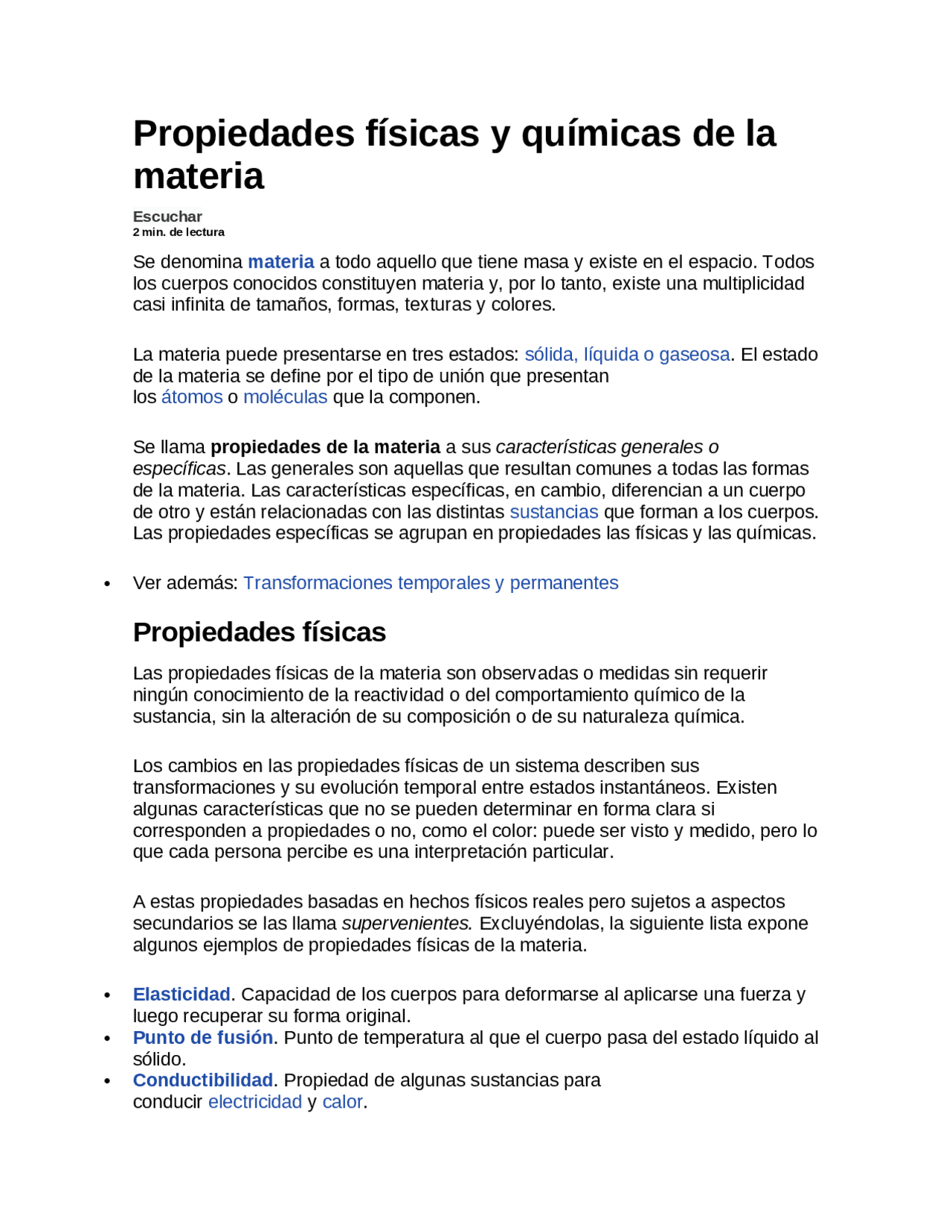 PROPIEDADES FISICAS Y QUIMICAS DE LA MATERIA | Resúmenes de Química | Docsity
