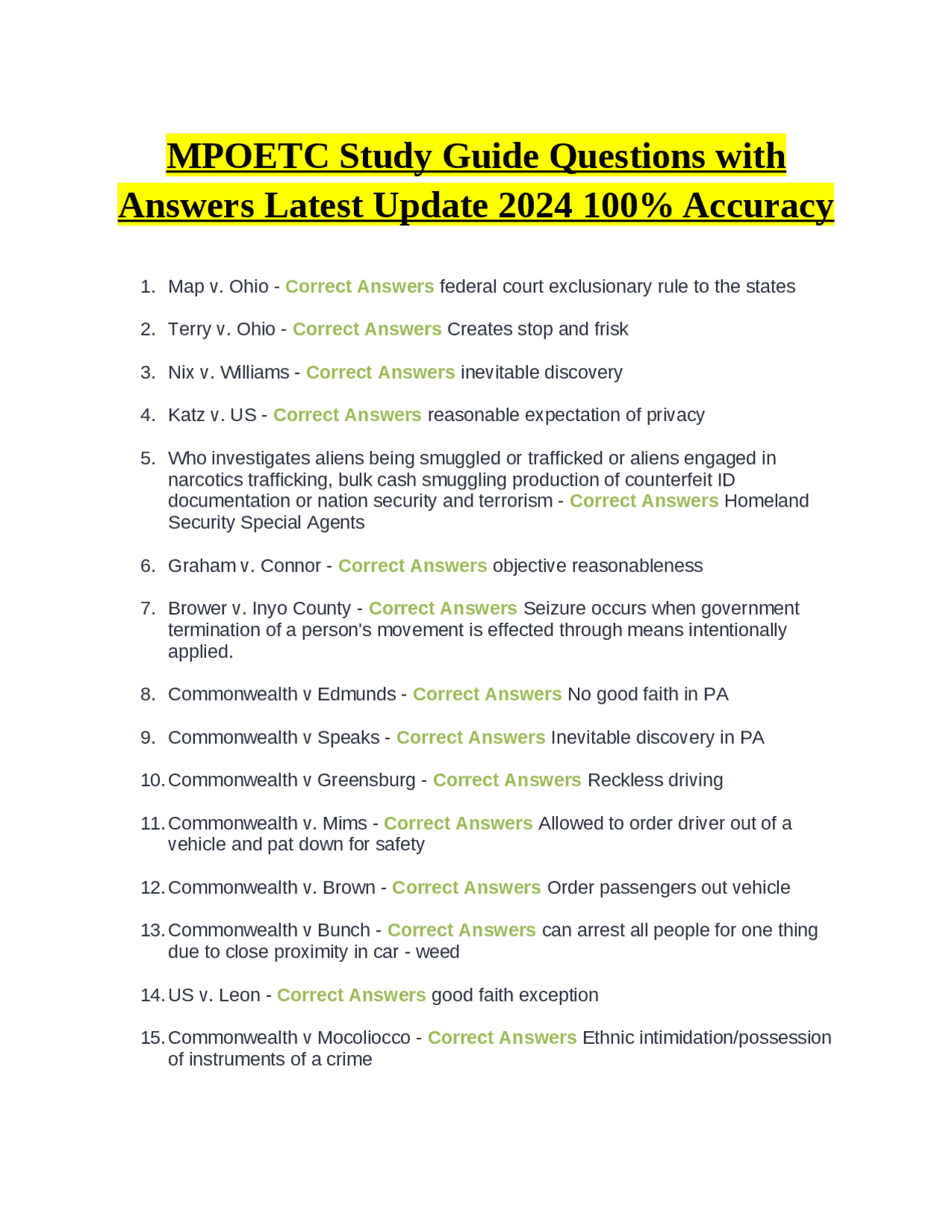 MPOETC Study Guide: Constitutional Law and Criminal Procedure Questions ...