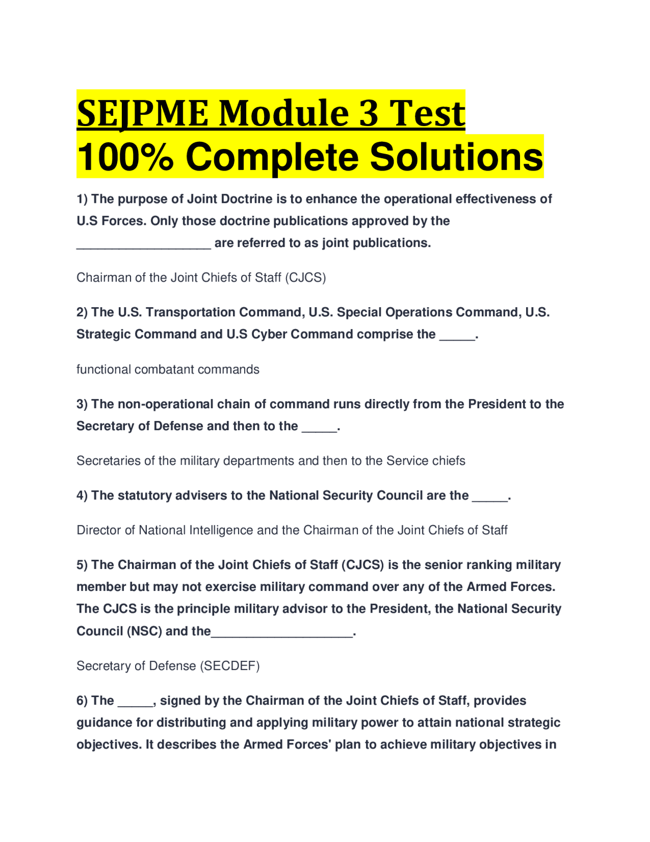 SEJPME Module 3 Test 100% Complete Solutions | Exams Security Analysis ...
