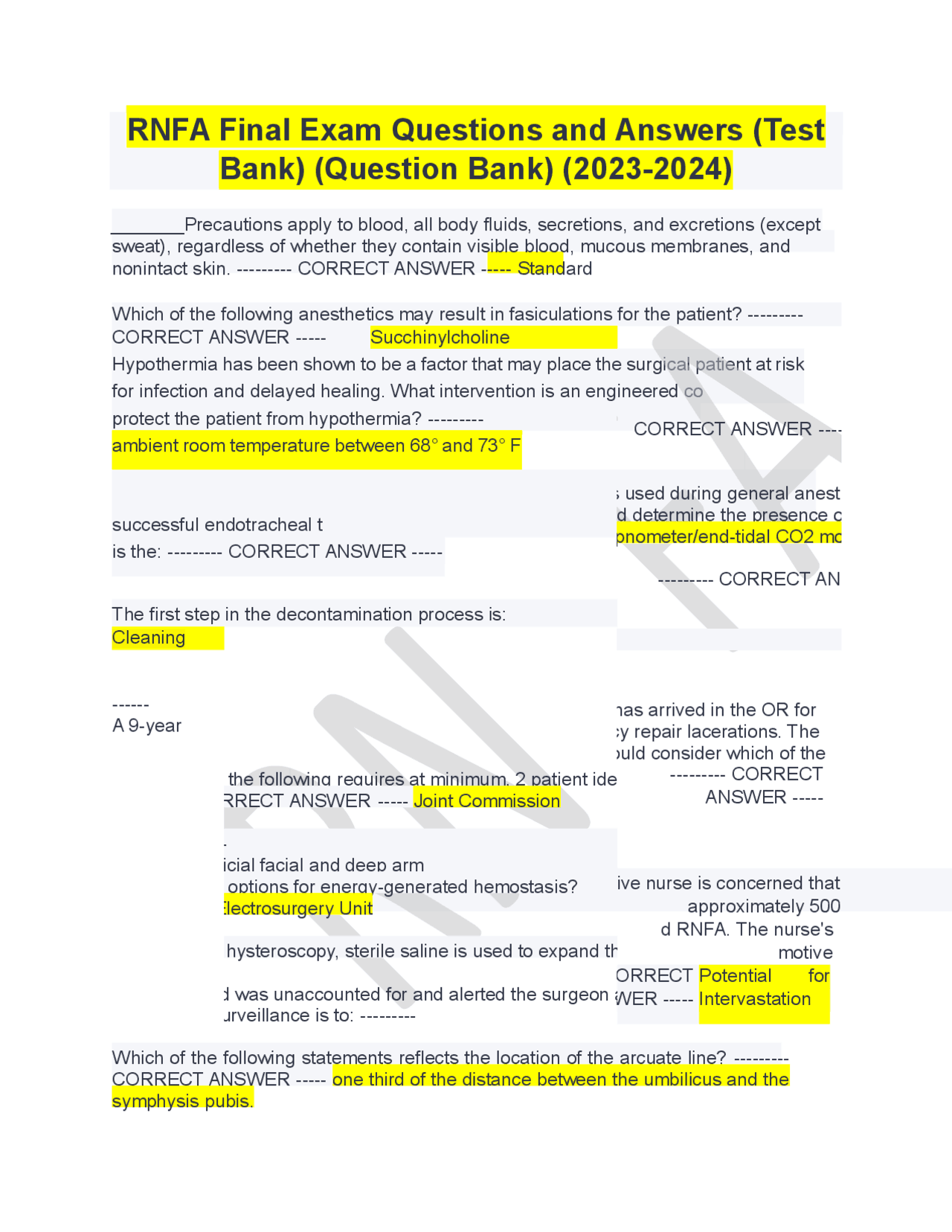 RNFA Final Exam Questions and Answers (Test Bank) (Question Bank) (2023 ...