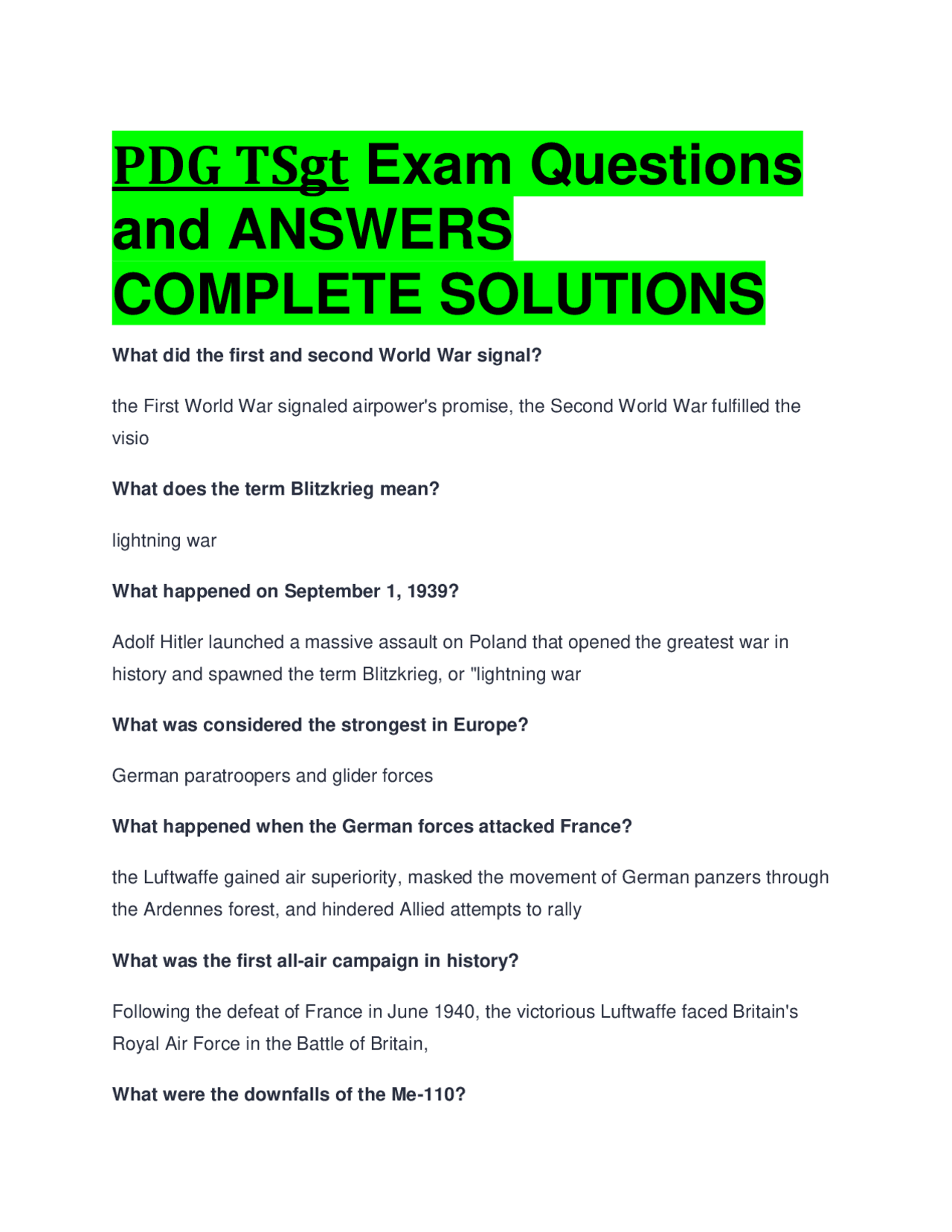PDG TSgt Exam Questions and ANSWERS COMPLETE SOLUTIONS | Exams World ...