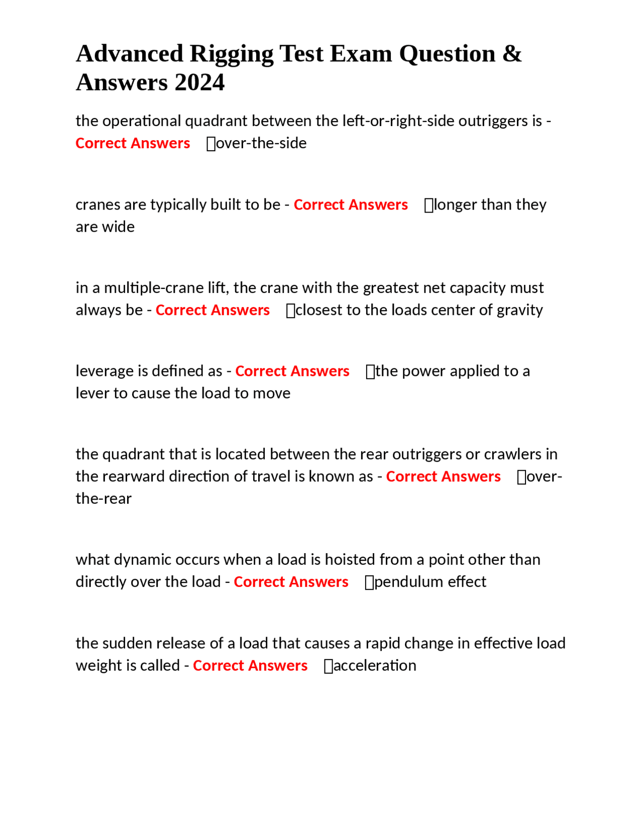 Advanced Rigging Test Exam Question & Answers 2024 | Exams Nursing ...