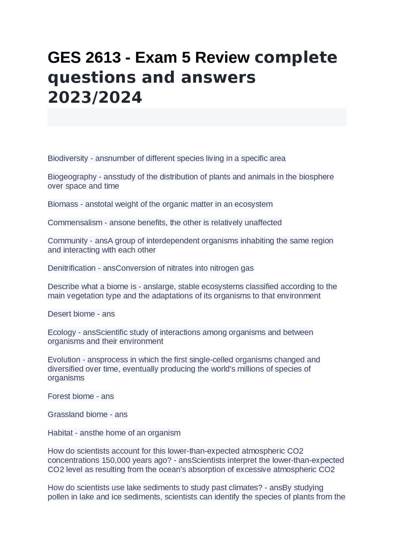 GES 2613 - Exam 5 Review complete questions and answers 2023/2024 ...