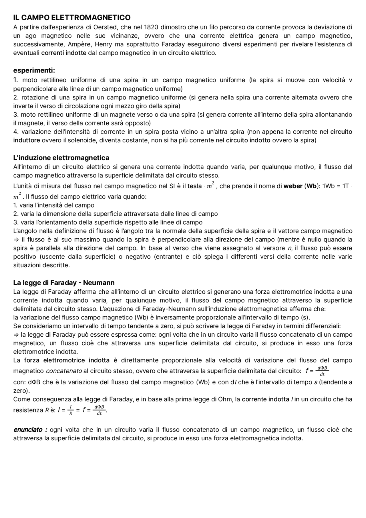 Fisica il campo elettro magnetico | Schemi e mappe concettuali di Fisica | Docsity
