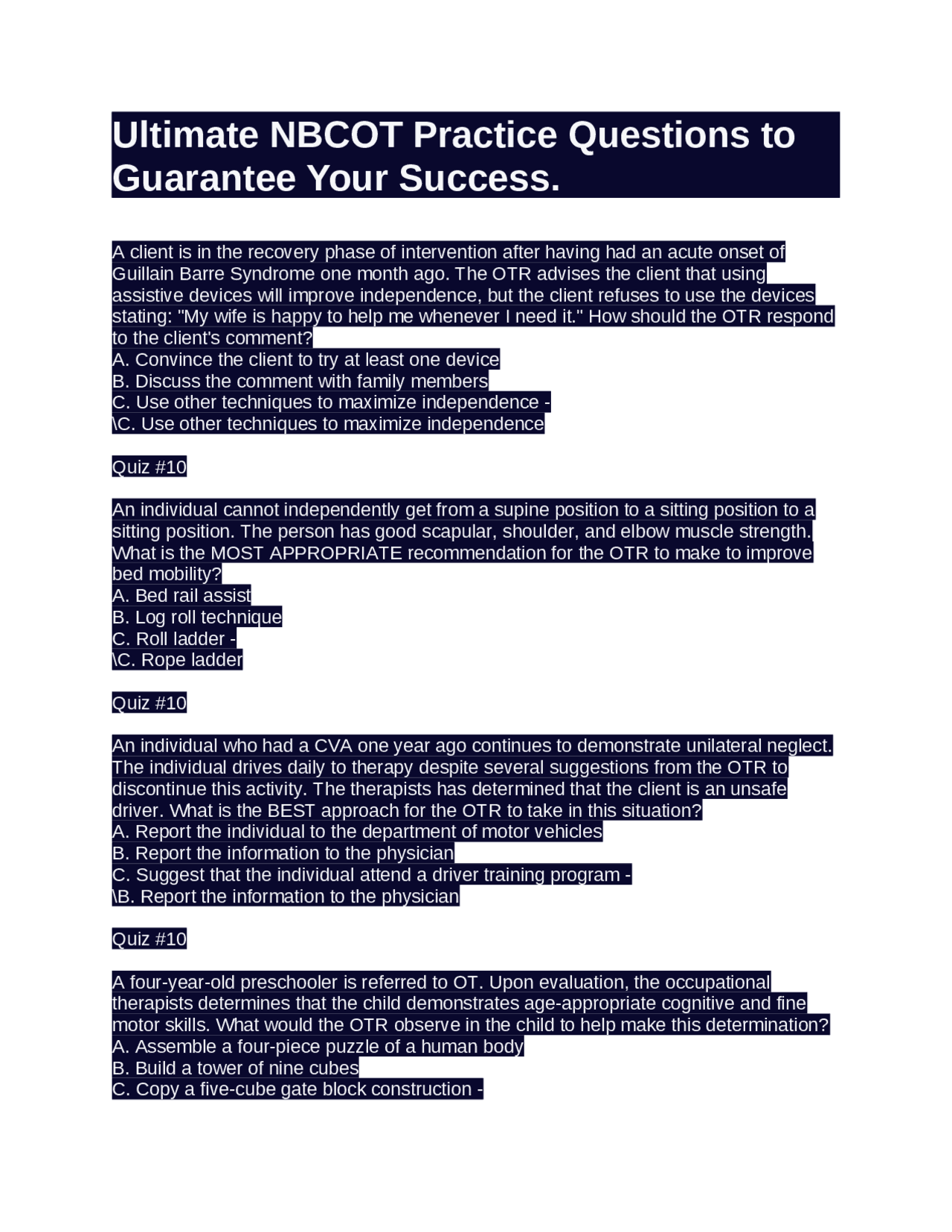 Ultimate NBCOT Practice Questions to Guarantee Your Success. | Exams ...