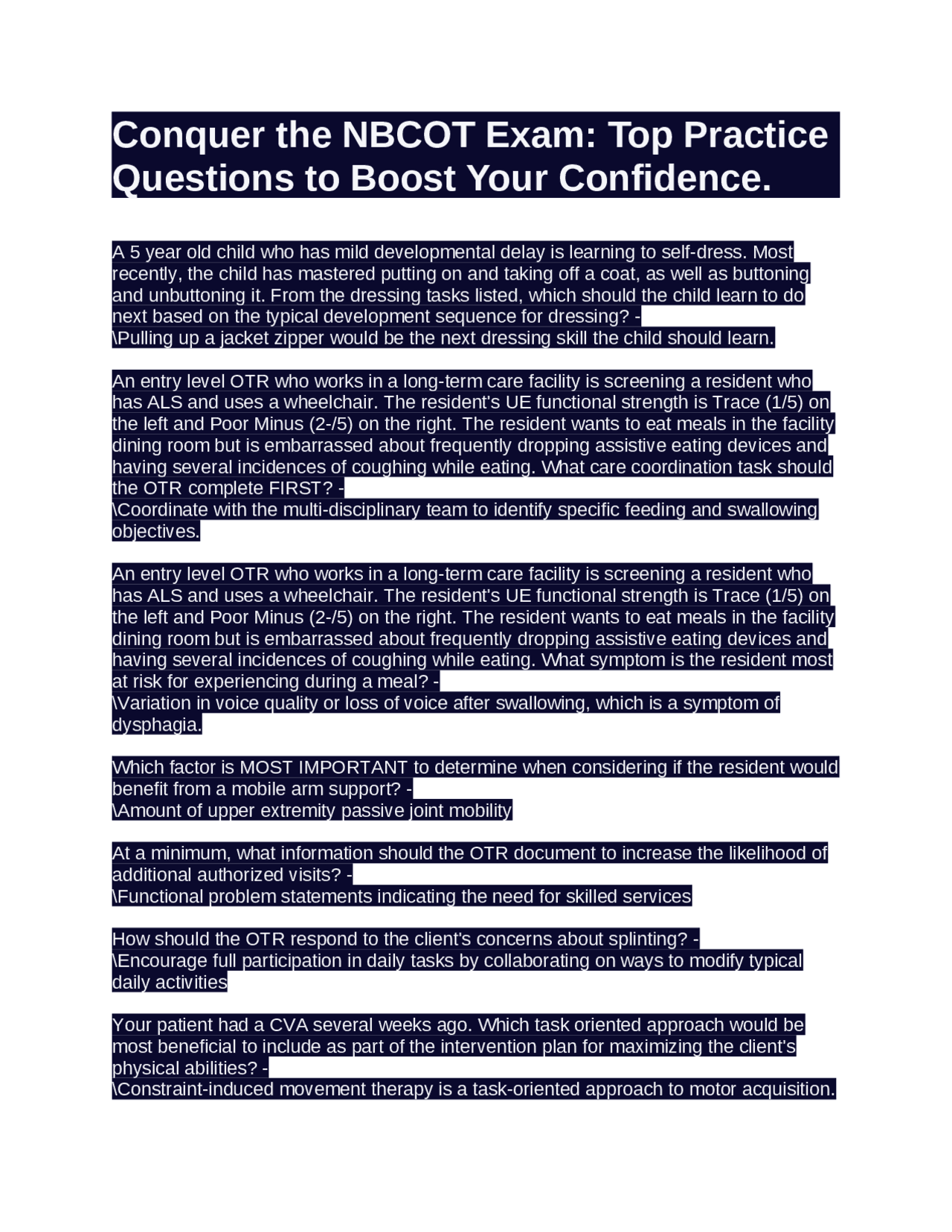 Conquer the NBCOT Exam: Top Practice Questions to Boost Your Confidence ...