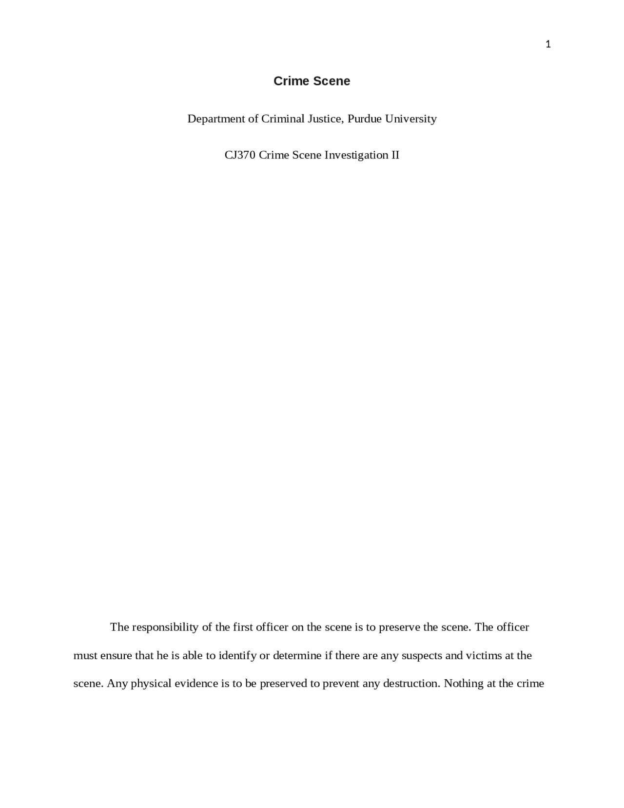 Crime Scene Department of Criminal Justice, Purdue Universit | Lecture ...