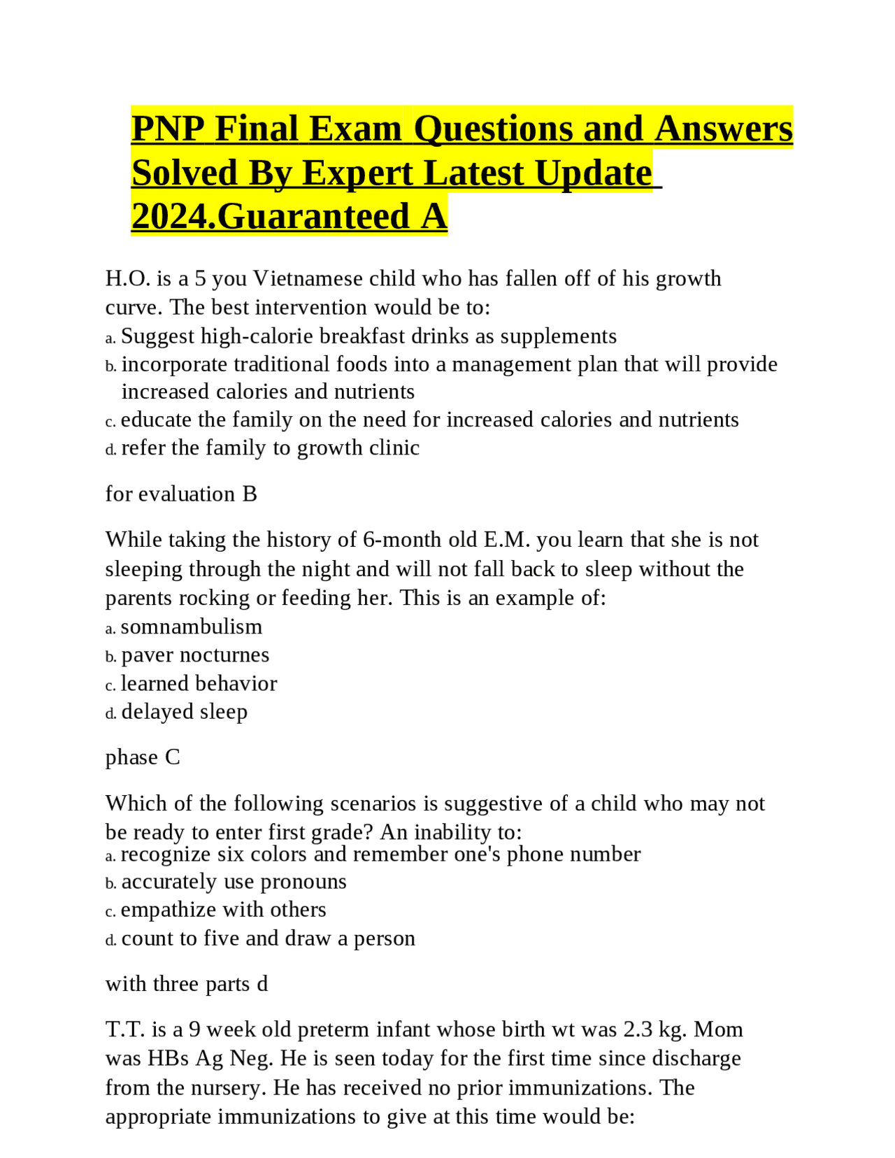 PNP Final Exam Questions and Answers Solved By Expert Latest Update ...